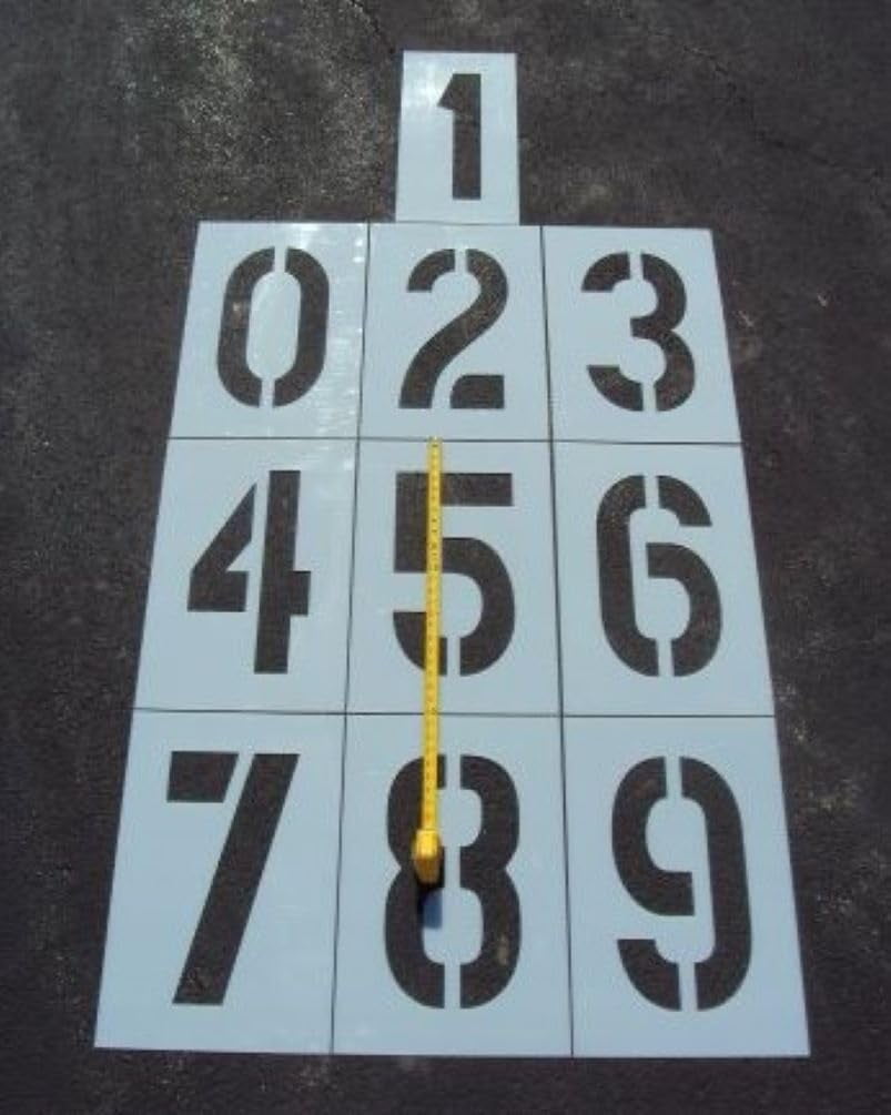 18" Number Stencils - 9" Wide Numbers - 3" Edge Distances - 60 Mil - (1 ...