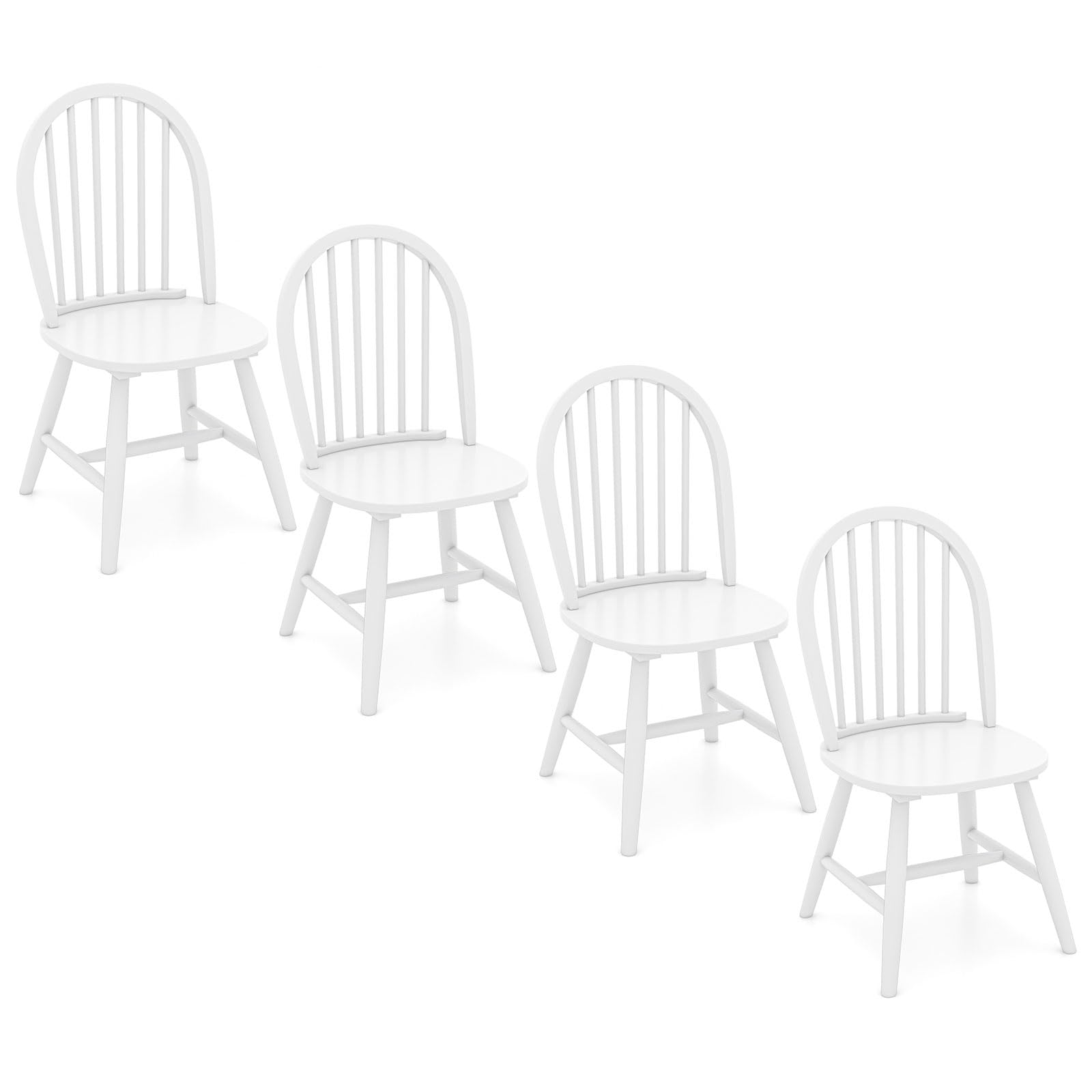 18" Oak Dining Chairs Set of 4, Wood Windsor Chair with Spindle Back ...