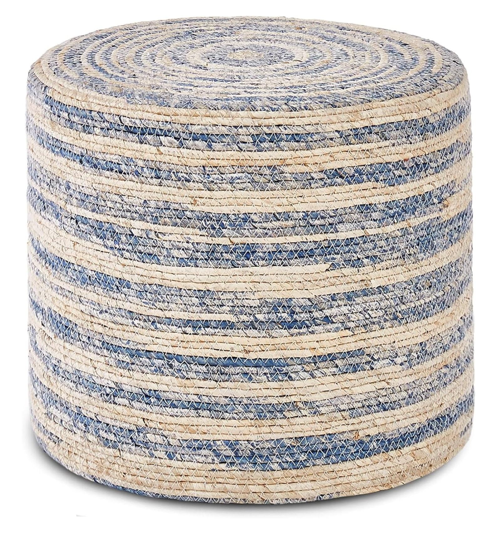 18'' Ottoman Pouf, Natural Braided Poof, Rustic Handweave Lounge Pouffe ...