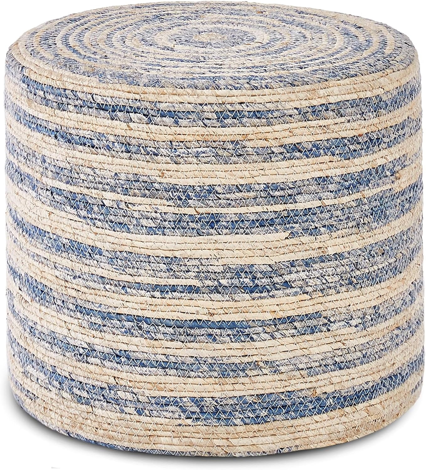 18'' Ottoman Pouf, Natural Braided Poof, Rustic Handweave Lounge Pouffe ...