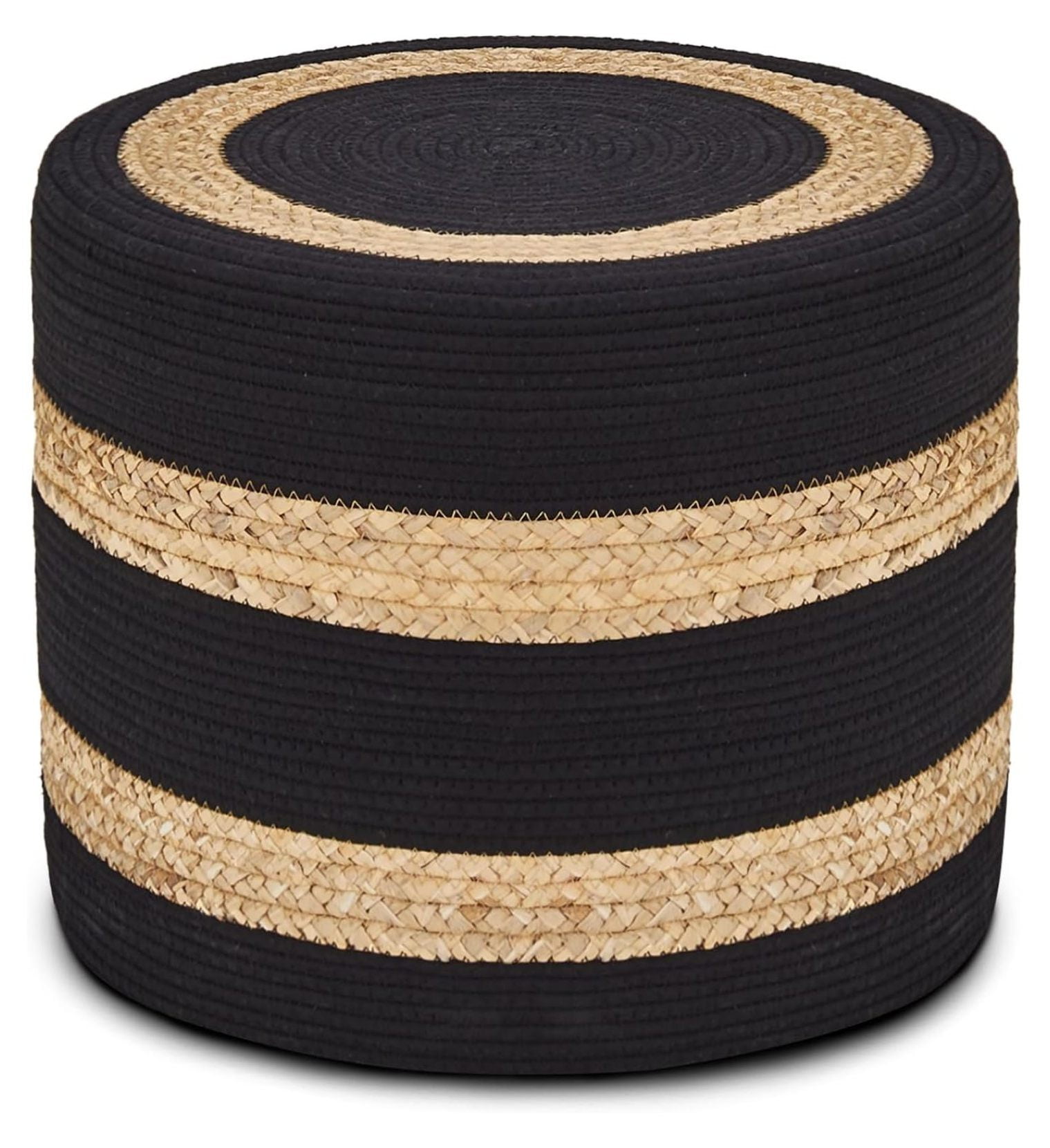 18'' Ottoman Pouf, Natural Braided Poof, Rustic Handweave Lounge Pouffe ...