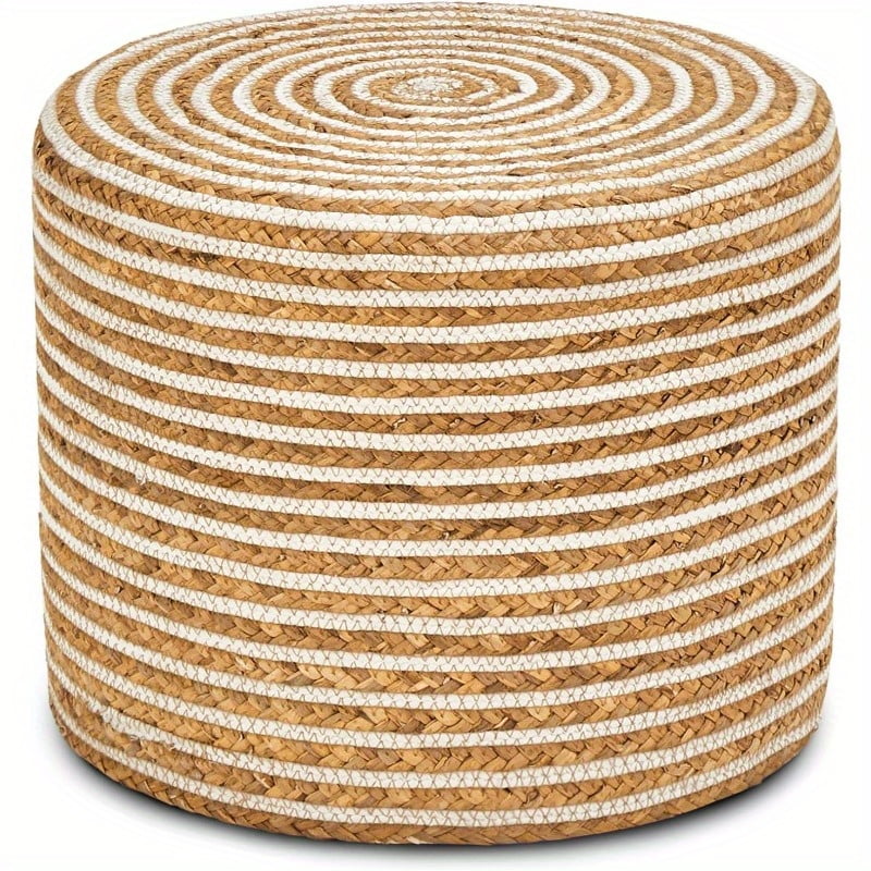 18'' Ottoman Pouf Natural Braided Poof Rustic Handweave Lounge Pouffe ...