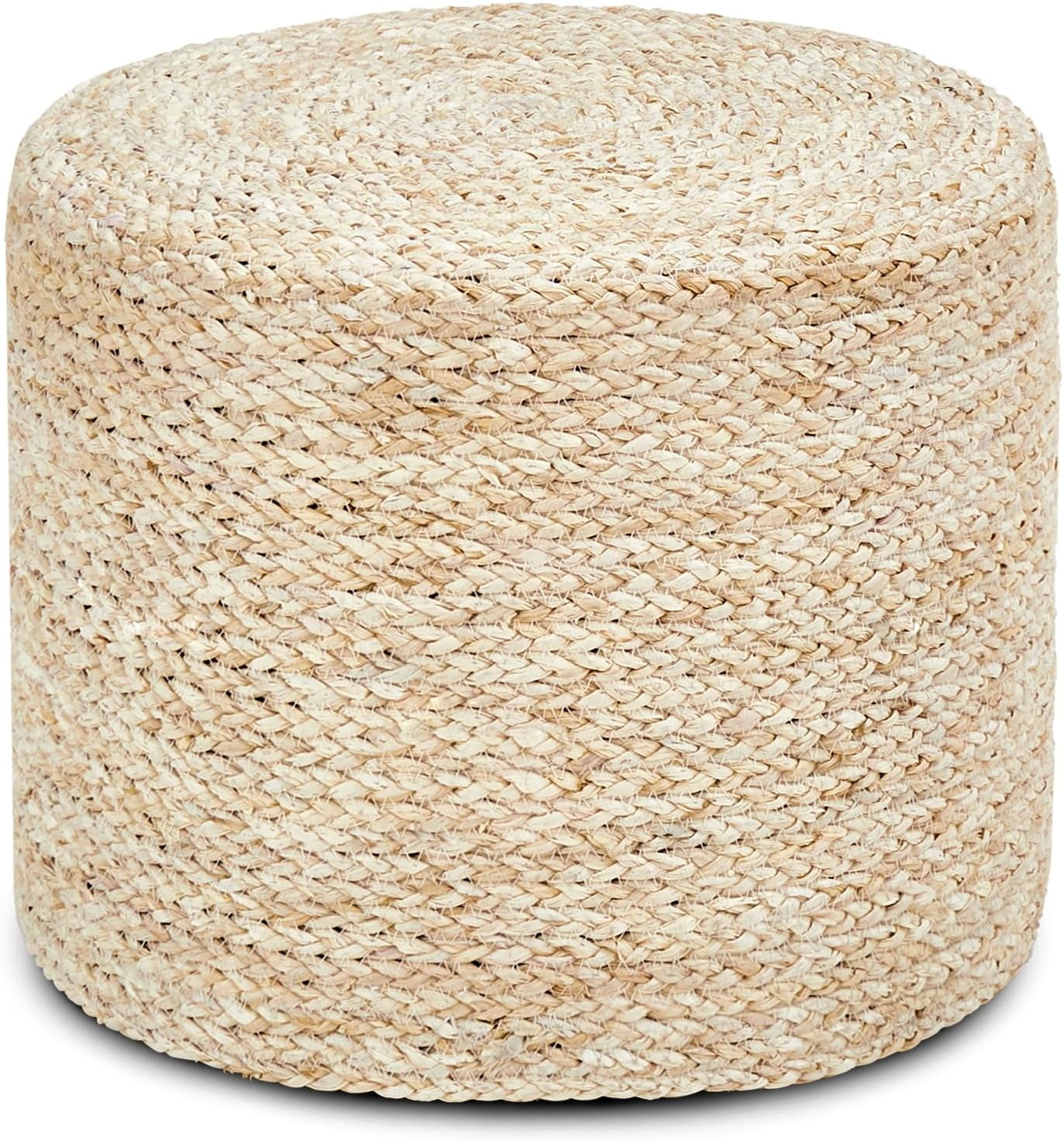 18'' Ottoman Pouf, Natural Braided Poof, Rustic Handweave Lounge Pouffe ...
