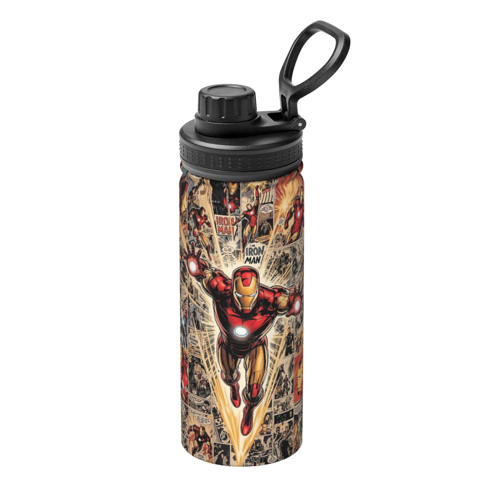 18 Oz Sports Insulated Water Bottle Iron Man Stainless Steel Kettle ...