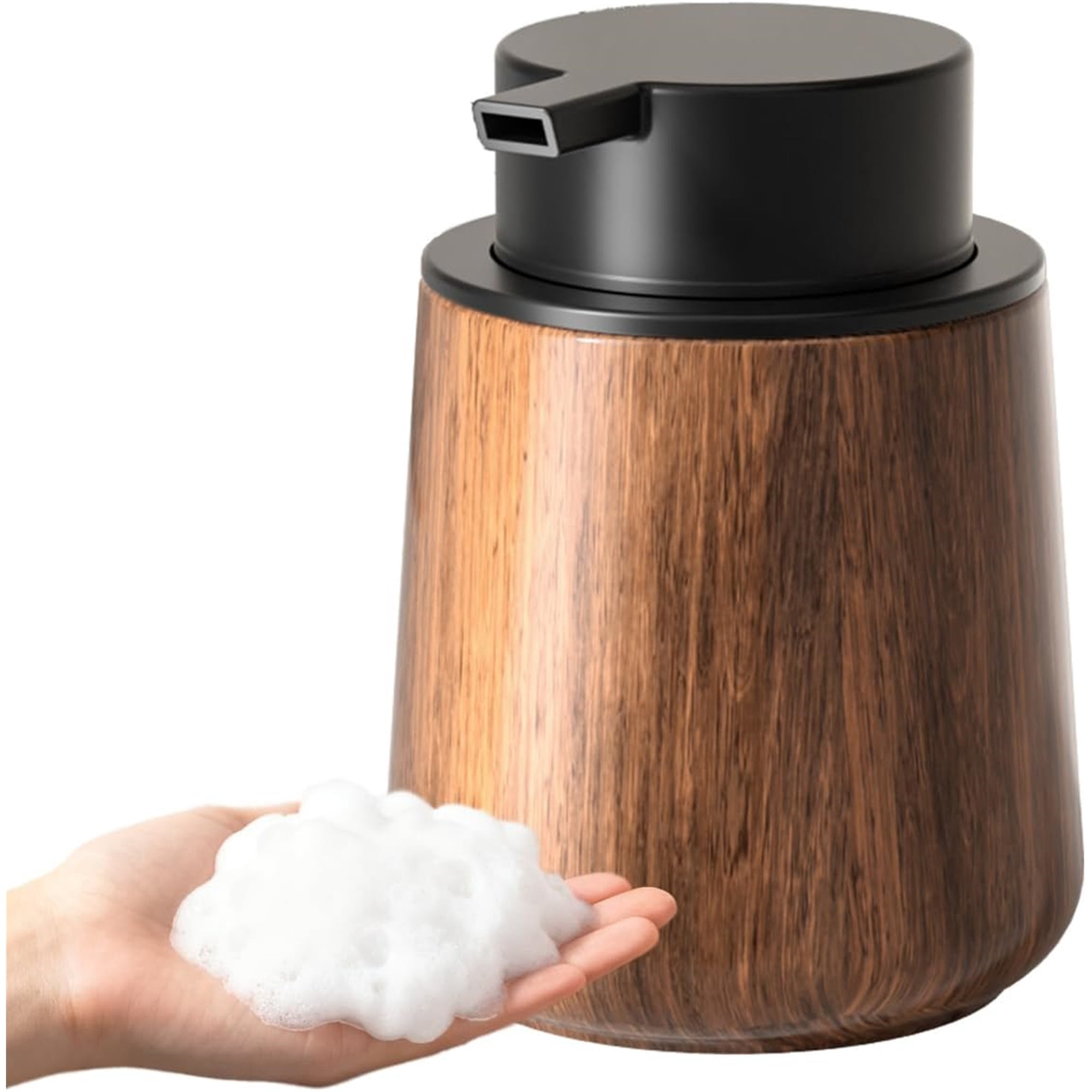18 Oz Walnut Color Foaming Hand Soap Dispenser, Refillable Modern Home ...