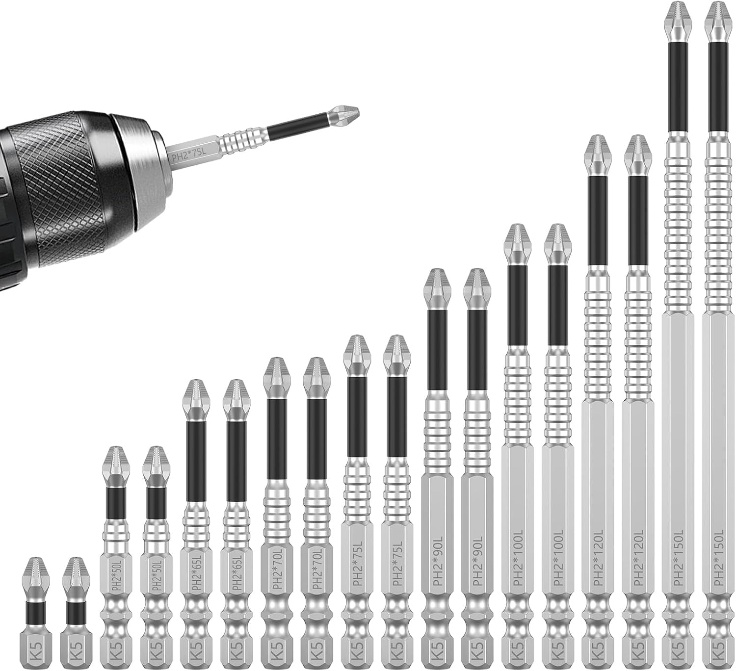 18 PC High Magnetic Screwdriver Drill Bit Set-Strong Magnetic ...