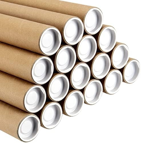 18 PCS 1.5 x 16 Inch Kraft Mailing Tubes with Caps, Kraft Shipping ...