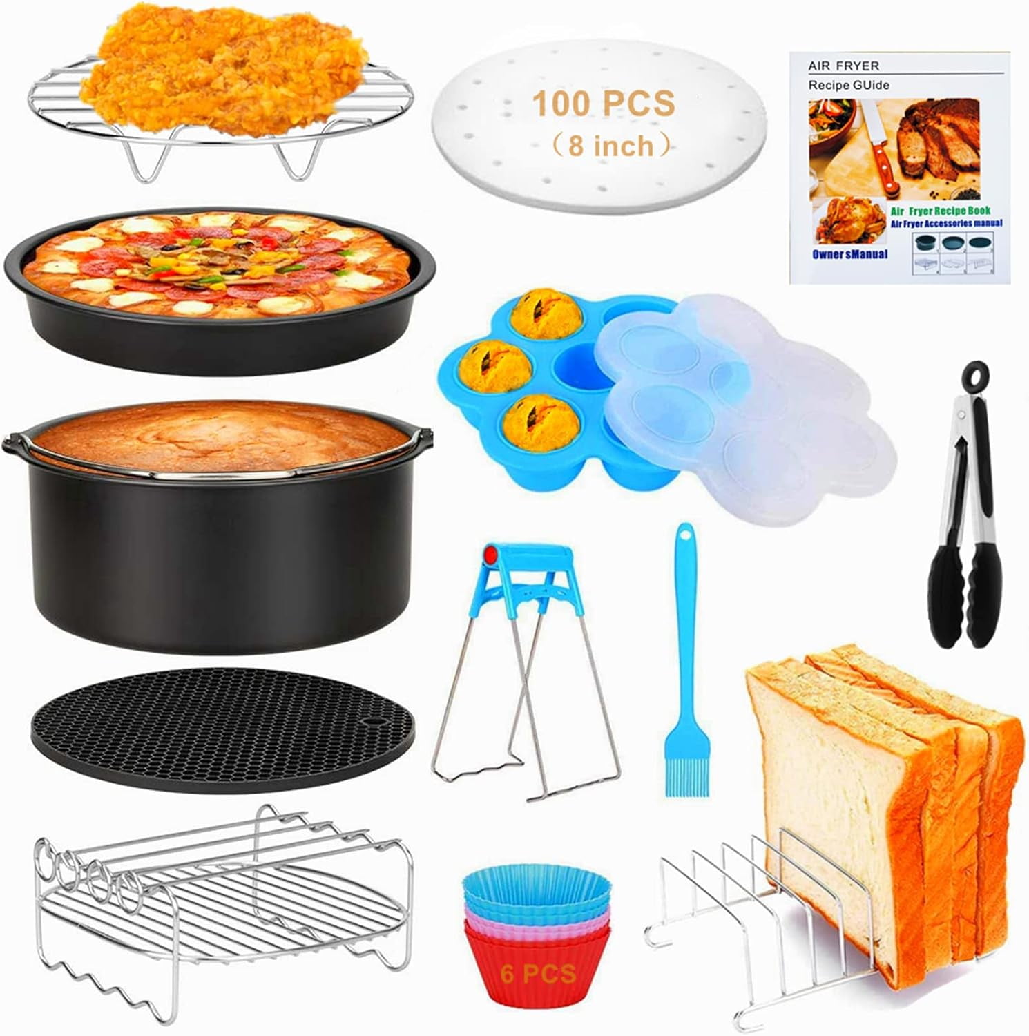 18 PCS Air Fryer Accessories, 8 Inch XL Deep Fryer Accessories ...