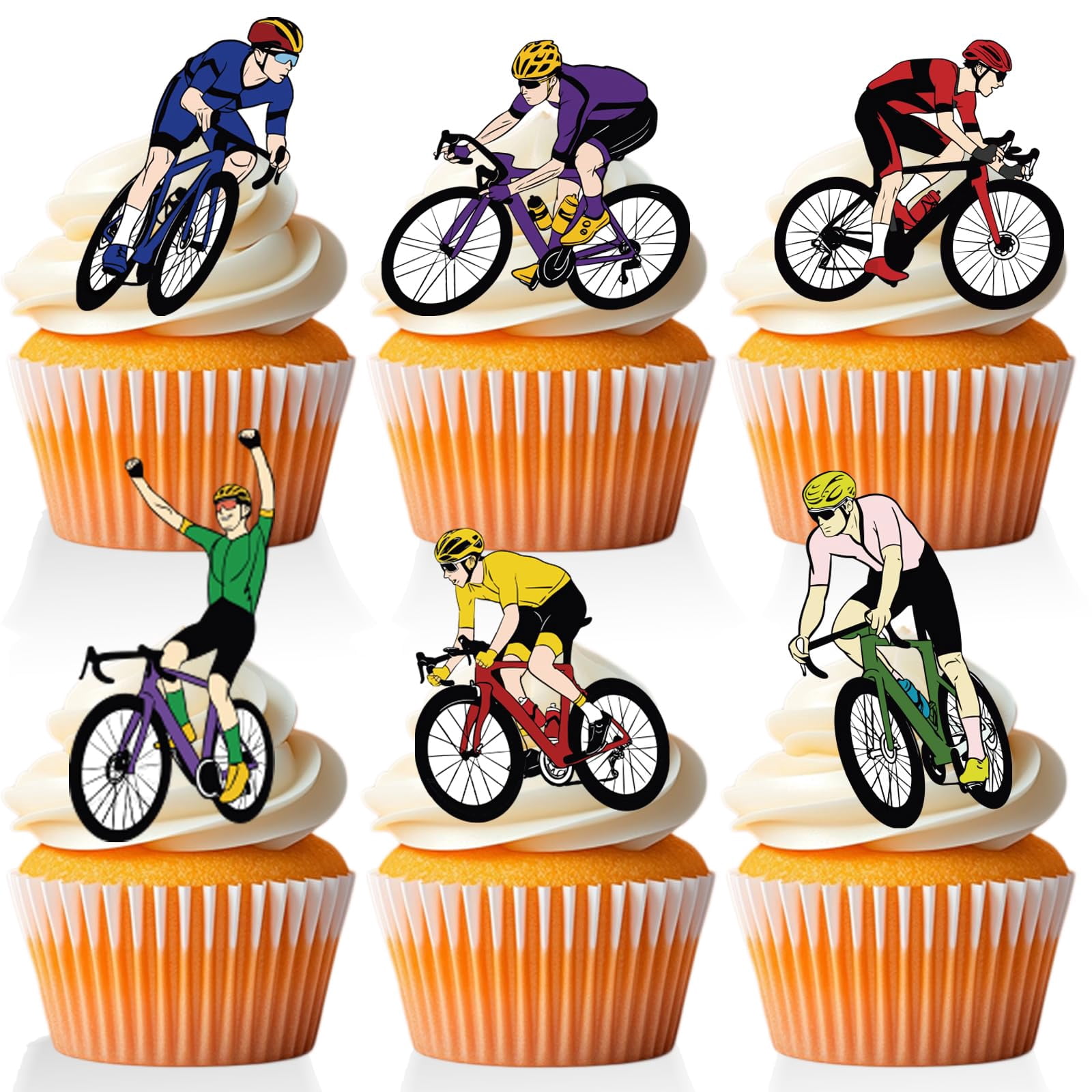 18 PCS Bike TWE5 Cupcake Toppers For Kids Adult Happy Birthday Bicycle ...