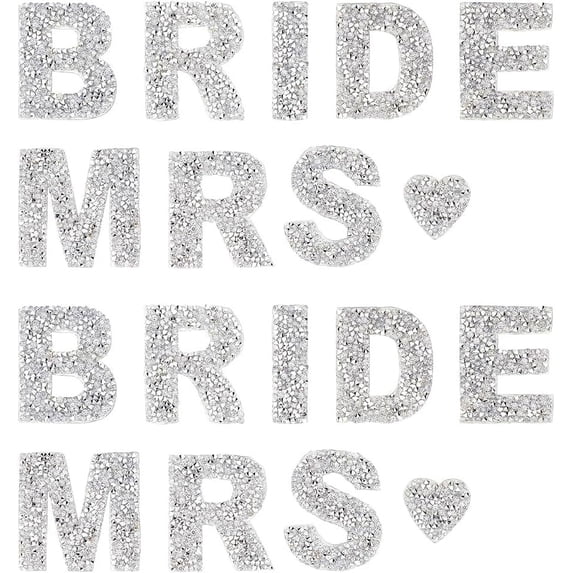 18 PCS Bride Letter Rhinestone Patch 2.2x2.2inches Letter Bride MRS ...