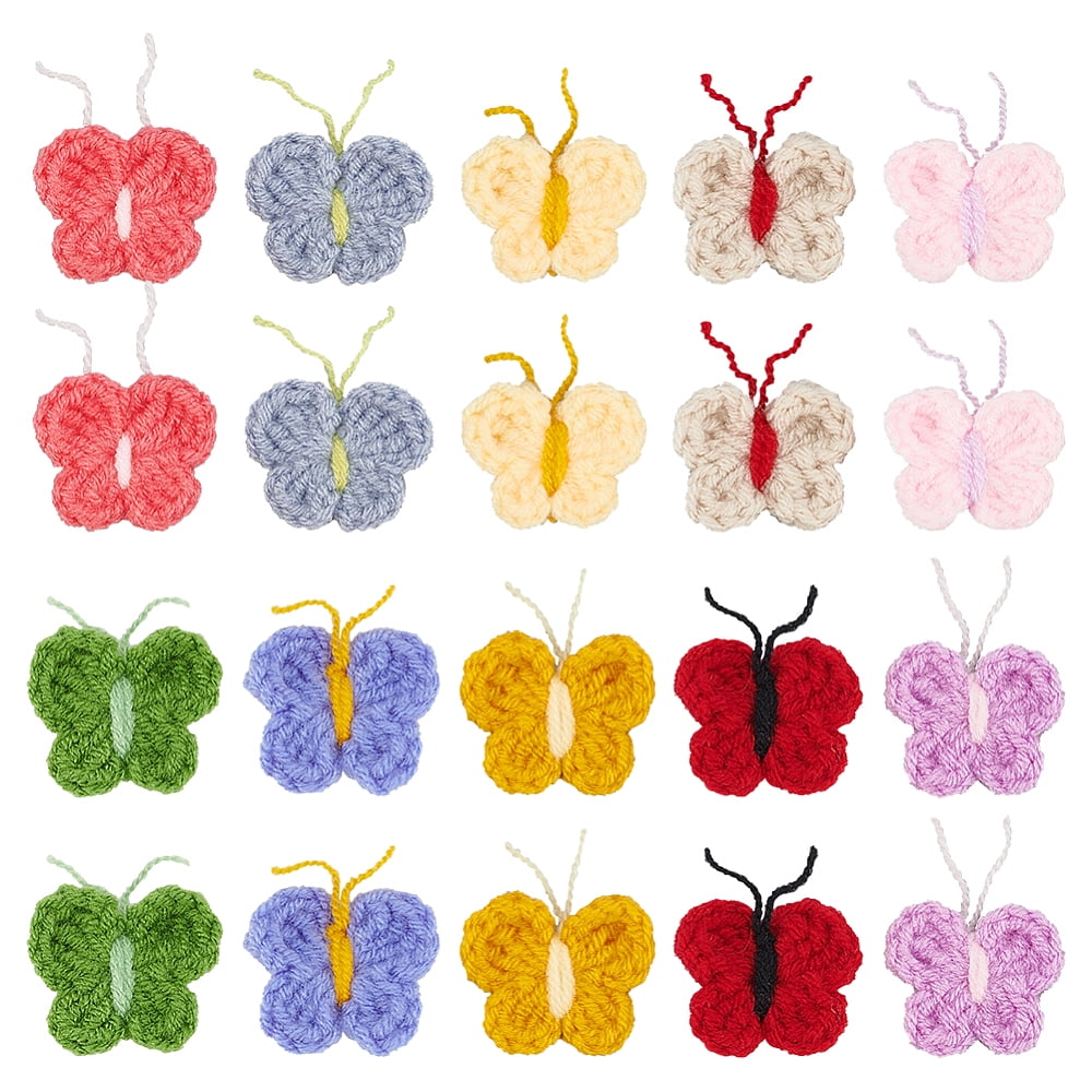 18 PCS Butterfly Crochet Patches 9 Colors Sew on Crochet Knitted ...