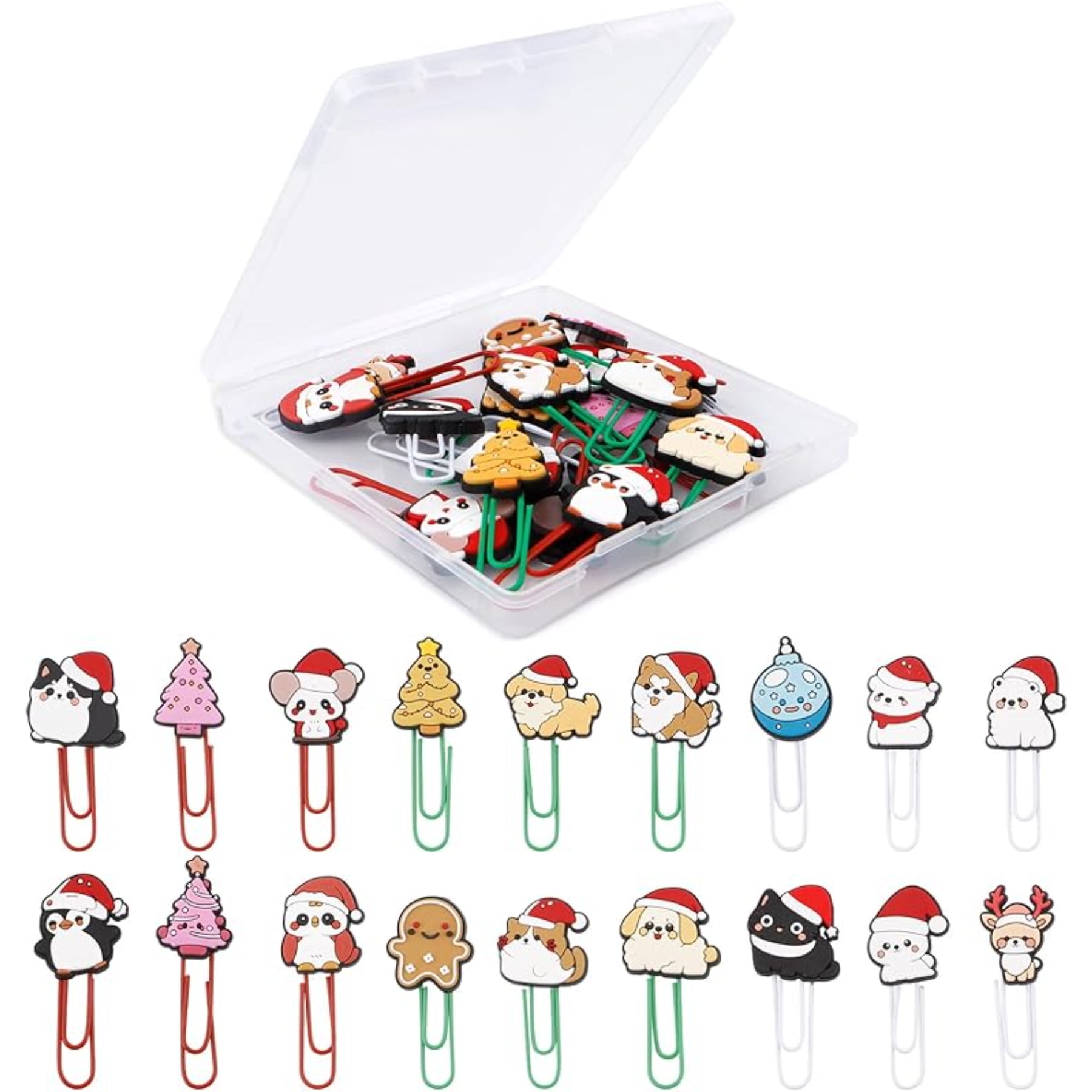 18 PCS Christmas Paper Clips Set, Decorative Santa Snowflake Paperclips ...