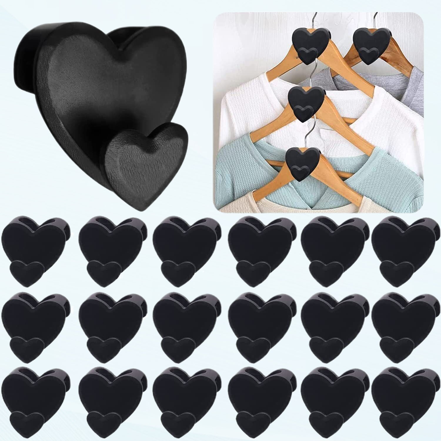 Heart Shaped Clothes Hanger Connectors, Set of 18, Space Saver ...