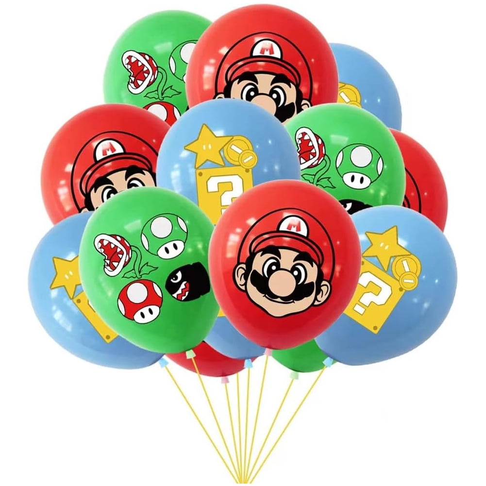 18 PCS Mario Balloon 12 inch Game theme Latex Birthday Party Balloon ...