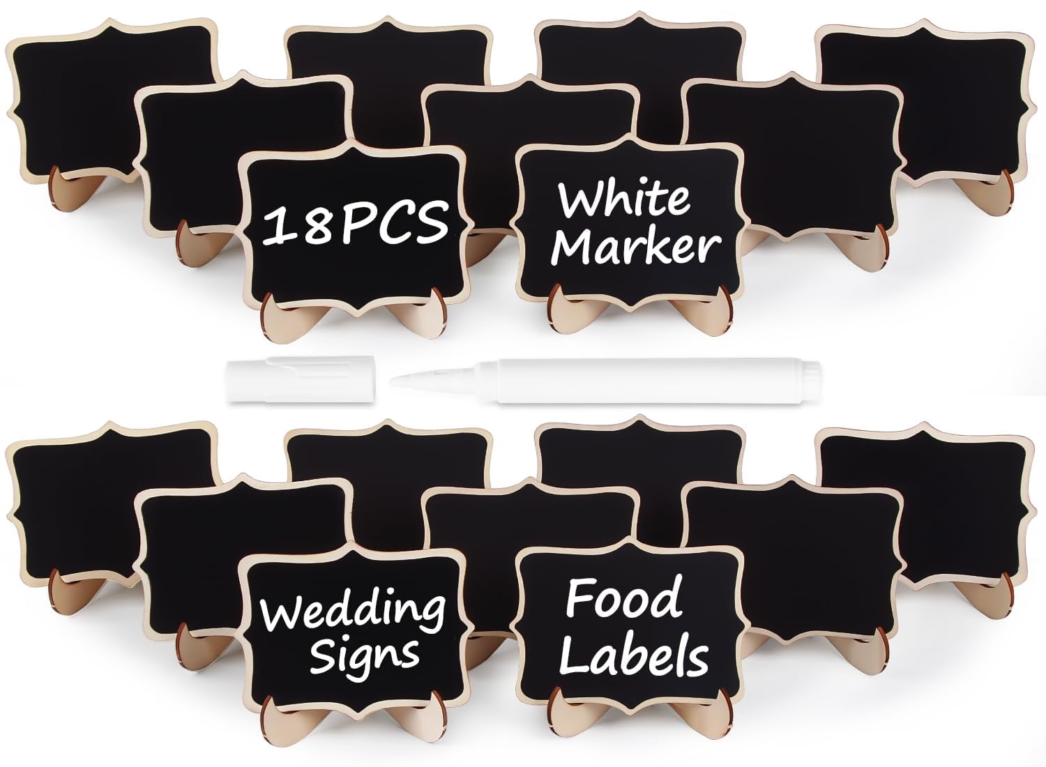 18 PCS Mini Chalkboard Signs with Easel Stand, Wooden Blackboard Labels ...