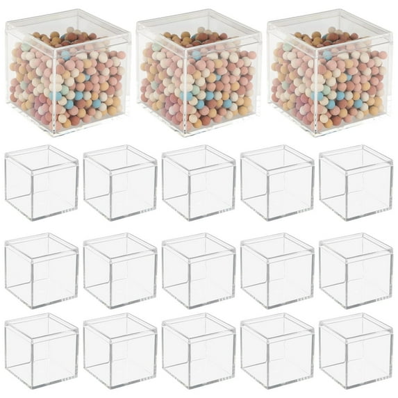 Clear Acrylic Box Plastic Square Cube Plastic Square Container 18 Pack ...