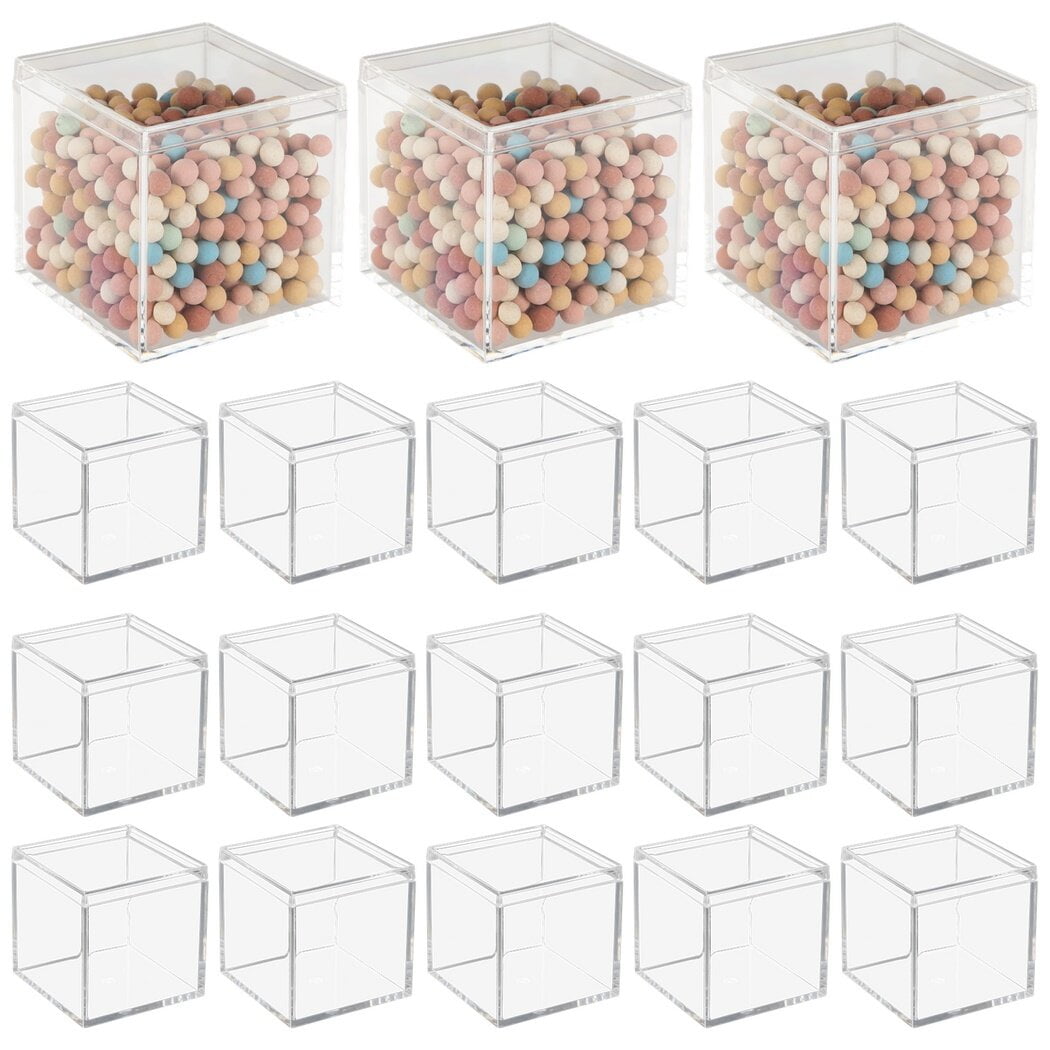 18 PCS Mini Square Acrylic Boxes, Clear Acrylic Cubes, Small Square ...