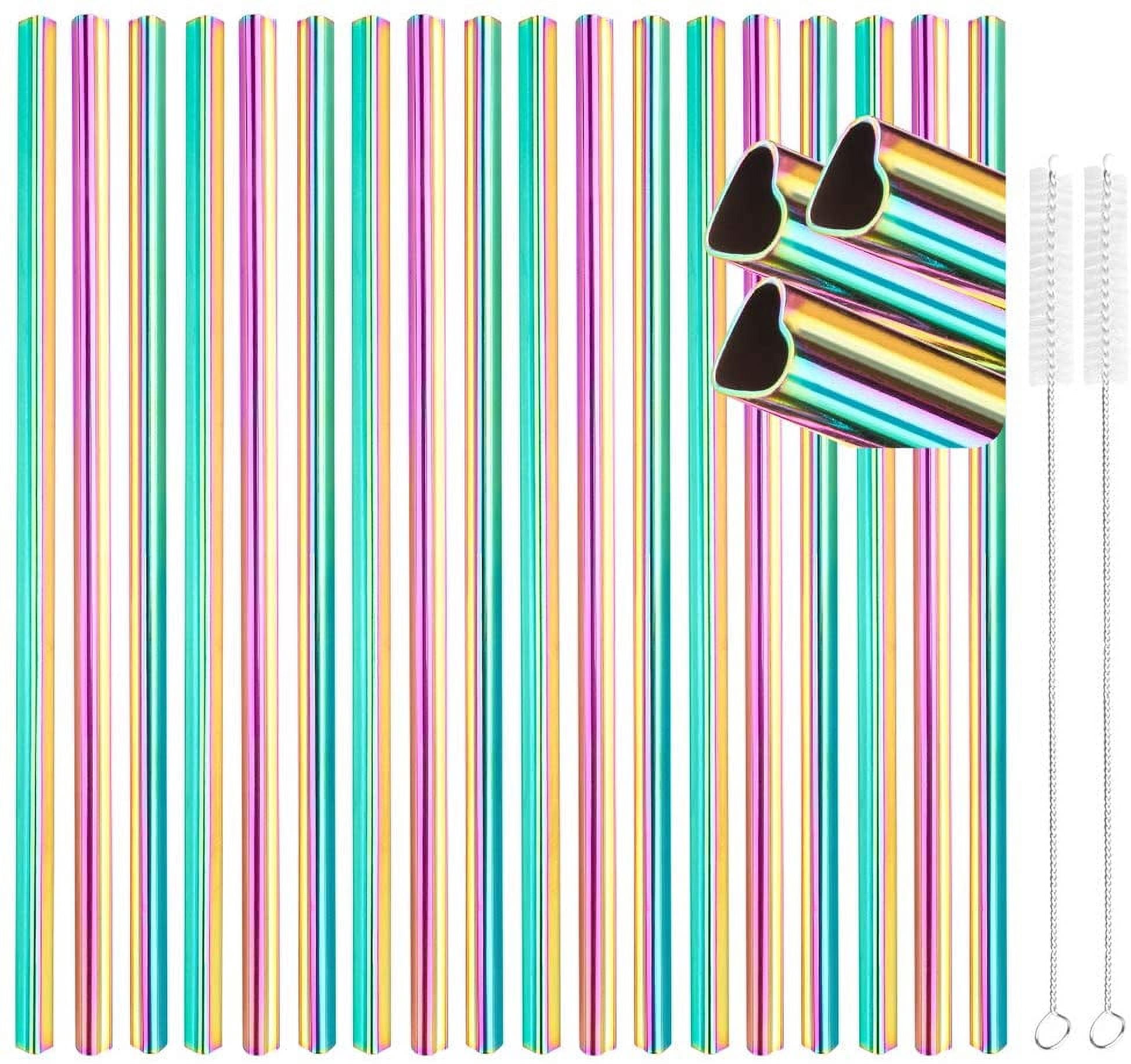 [18 PCS] New Heart Shape Metal Straws 304 Food Grade Stainless Steel ...