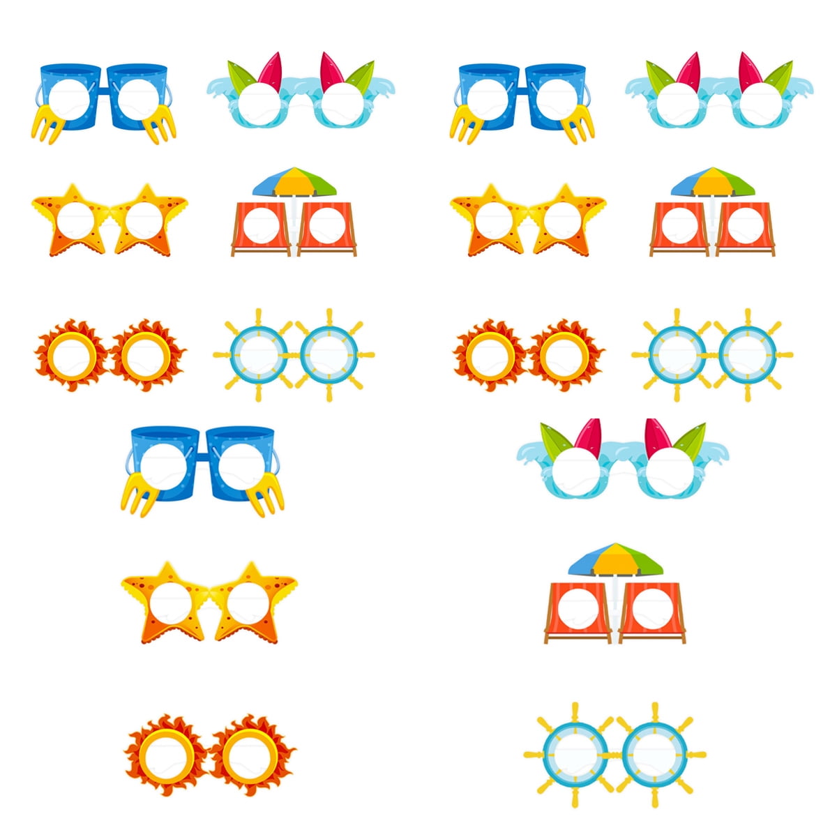 18 PCS Party Favors Hawaiian Paper Eyeglasses Summer Party Supplies ...