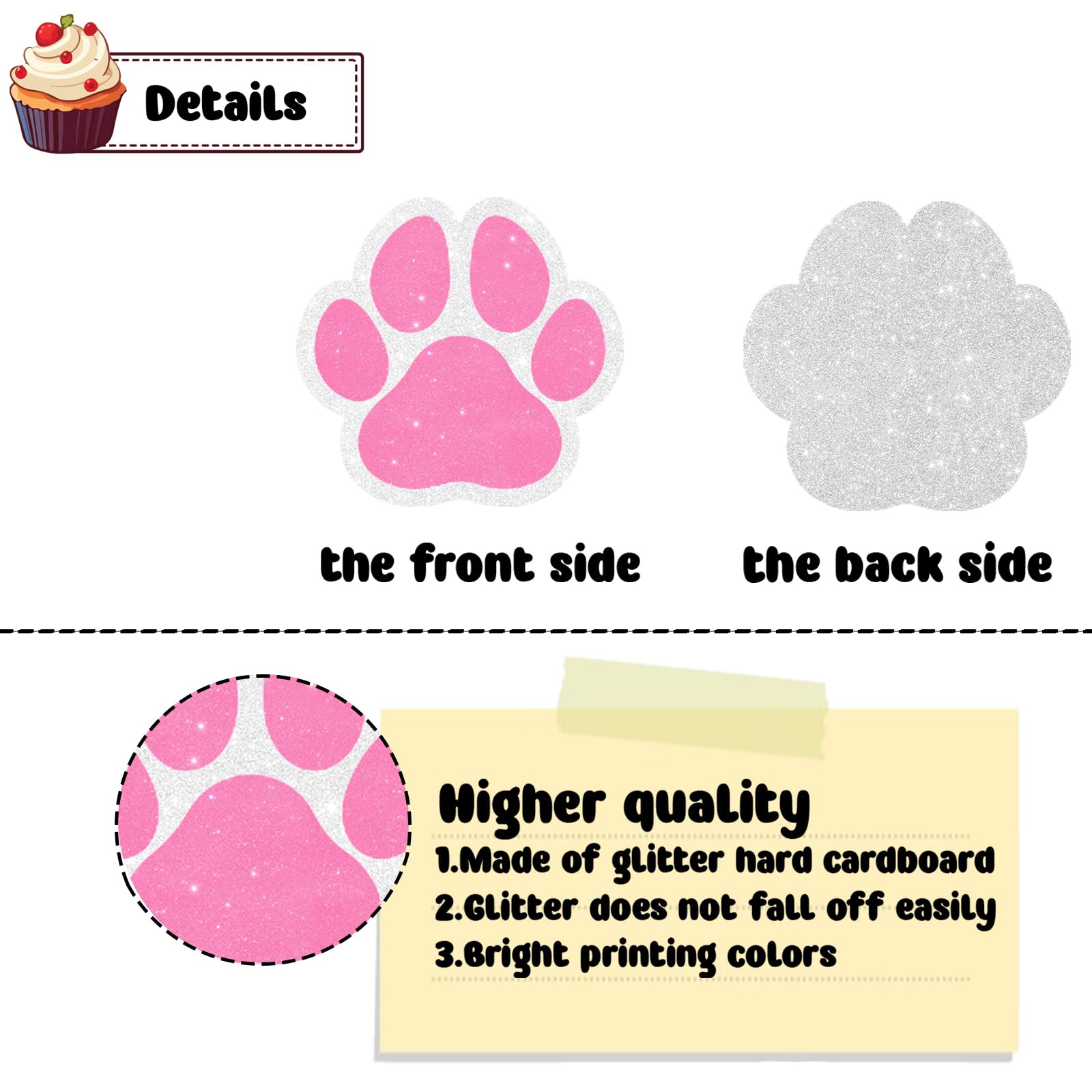 18 PCS Paw AJH3 Print Cupcake Toppers for Girls Baby Shower Pink ...