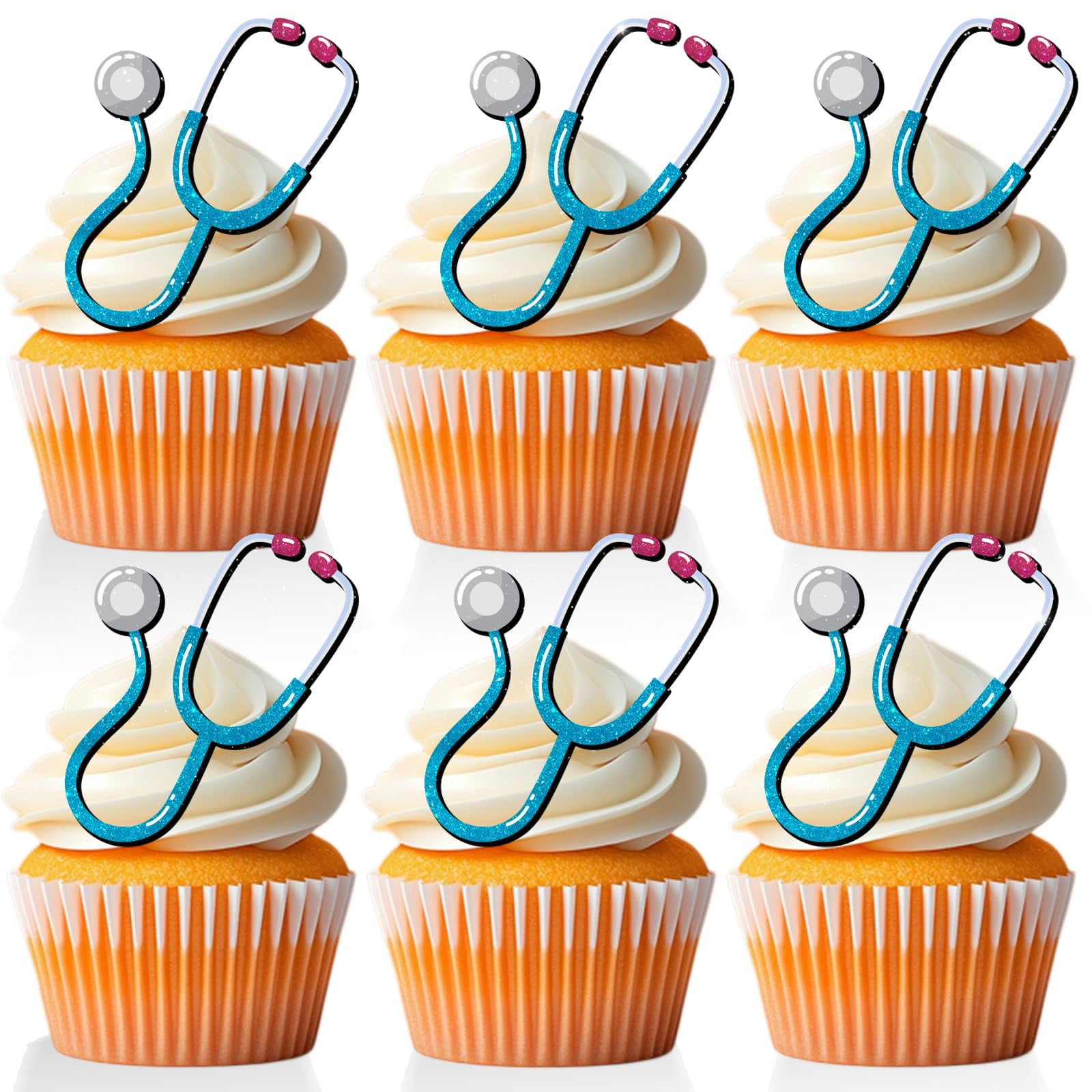 18 PCS Stethoscope TWE5 Cupcake Toppers for Birthday Nursing Nurse ...