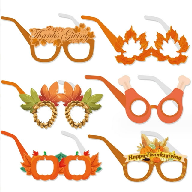 18 PCS Thanksgiving Paper Eyeglasses Turkey Photo Booth Props for Kids ...