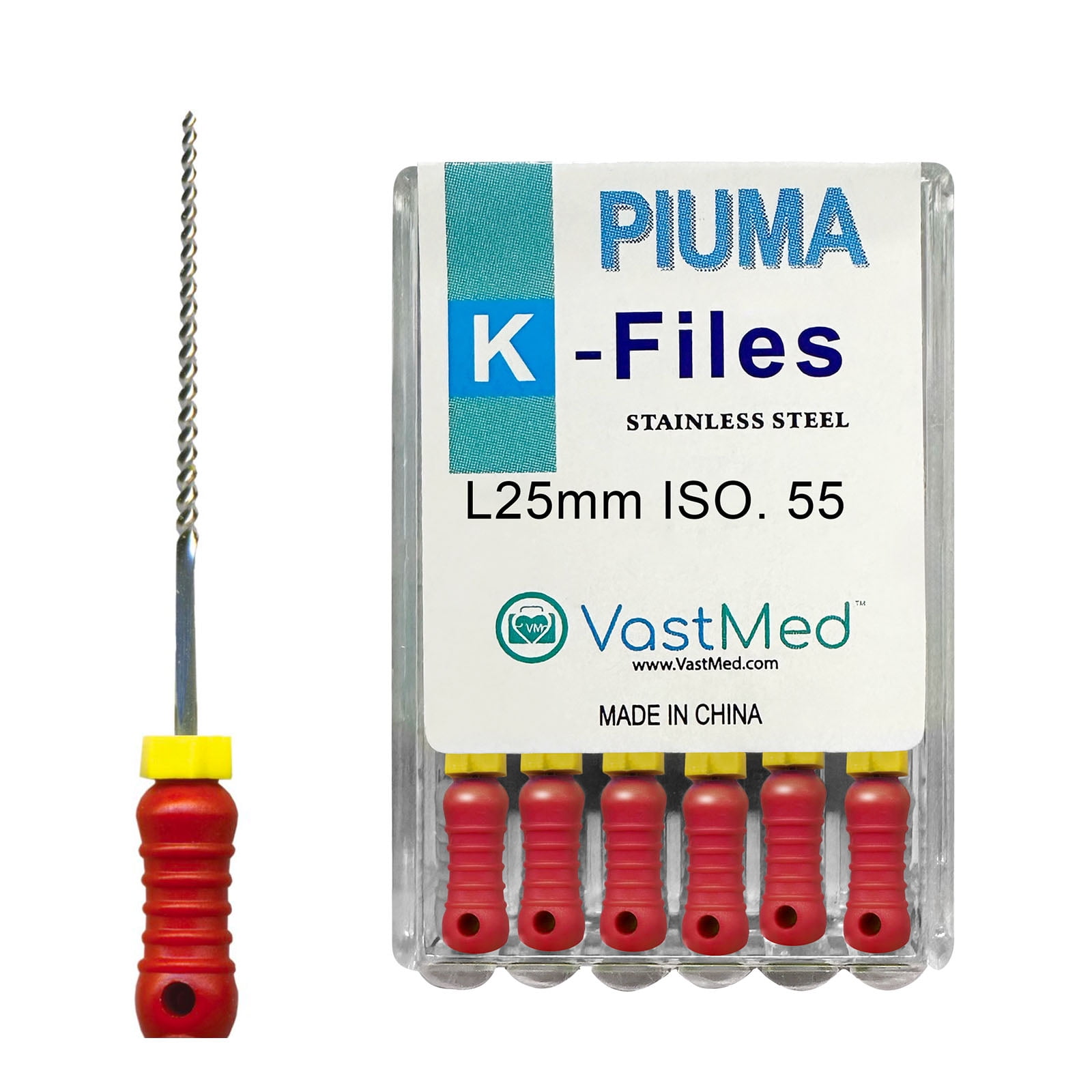 18 PKG - #55/Size 25mm Piuma Hand K-Files Stainless Steel by VASTMED ...