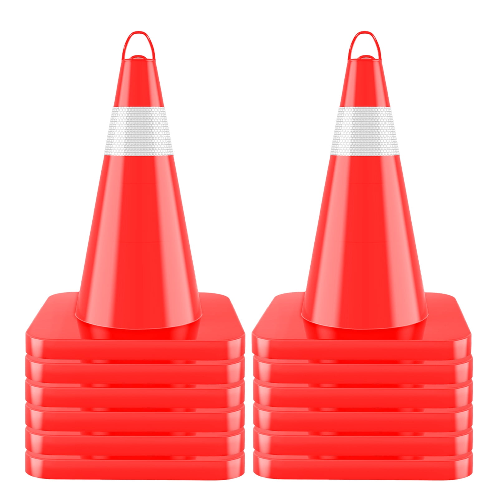 18" PVC Traffic Cones 12 Pack, Structurally Stable Parking Lot Cone ...
