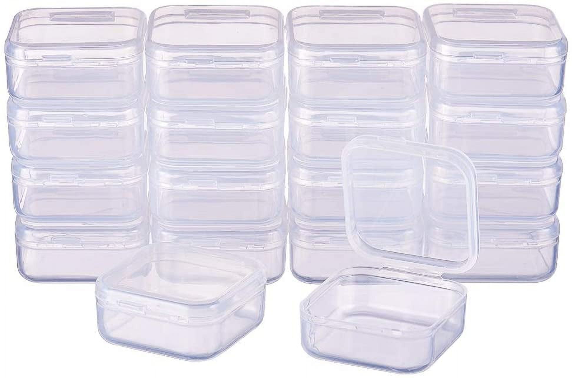 18 Pack 1.45x1.45x0.7 Inches Square Clear Plastic Bead Storage ...