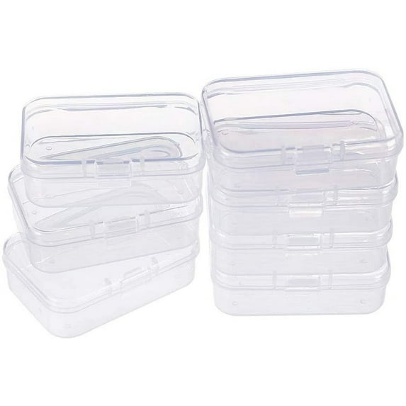 18 Pack 2.5x1.73x0.78 Rectangle Clear Plastic Bead Storage Containers Box Case with lid ...