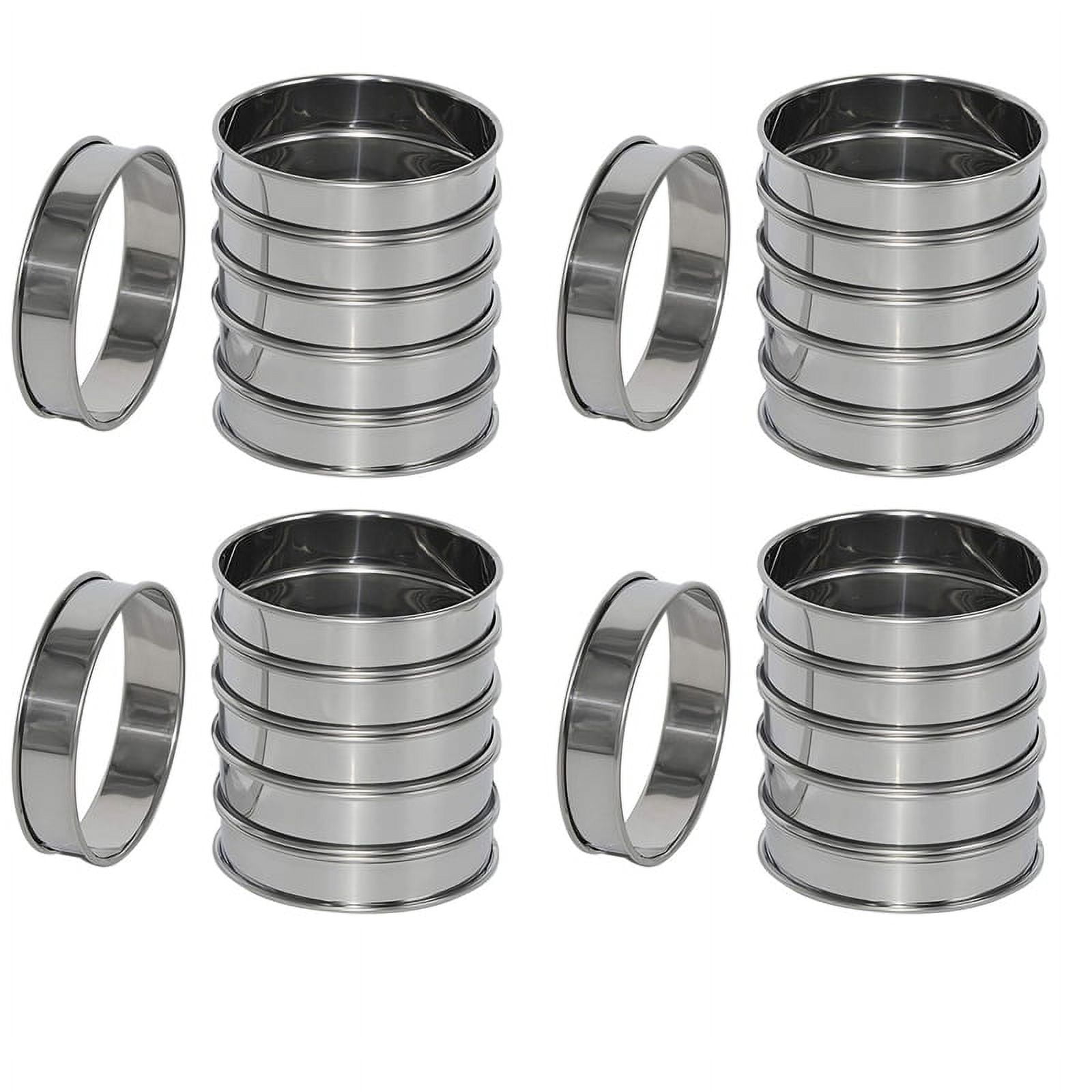 18 Pack 4 Inch Double Rolled English Muffin Rings, Stainless Steel ...