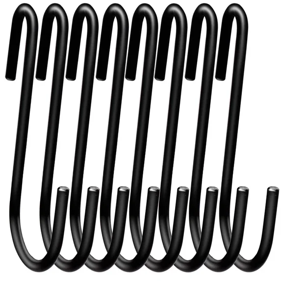 18 Pack 4 inch Heavy Duty S Hooks Black Pan Pot Holder Rack Hooks S ...