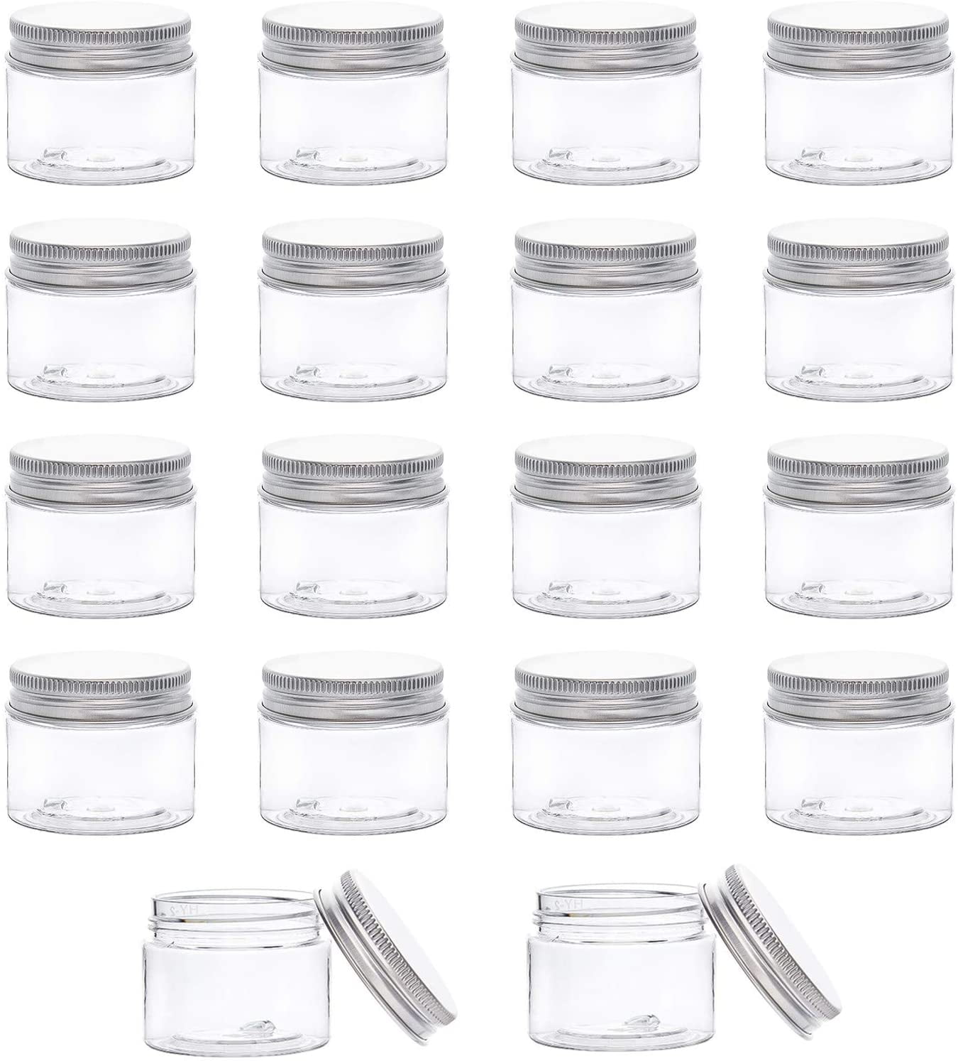 18 Pack 40ml Clear Plastic Storage Containers with Aluminum Screw Caps ...