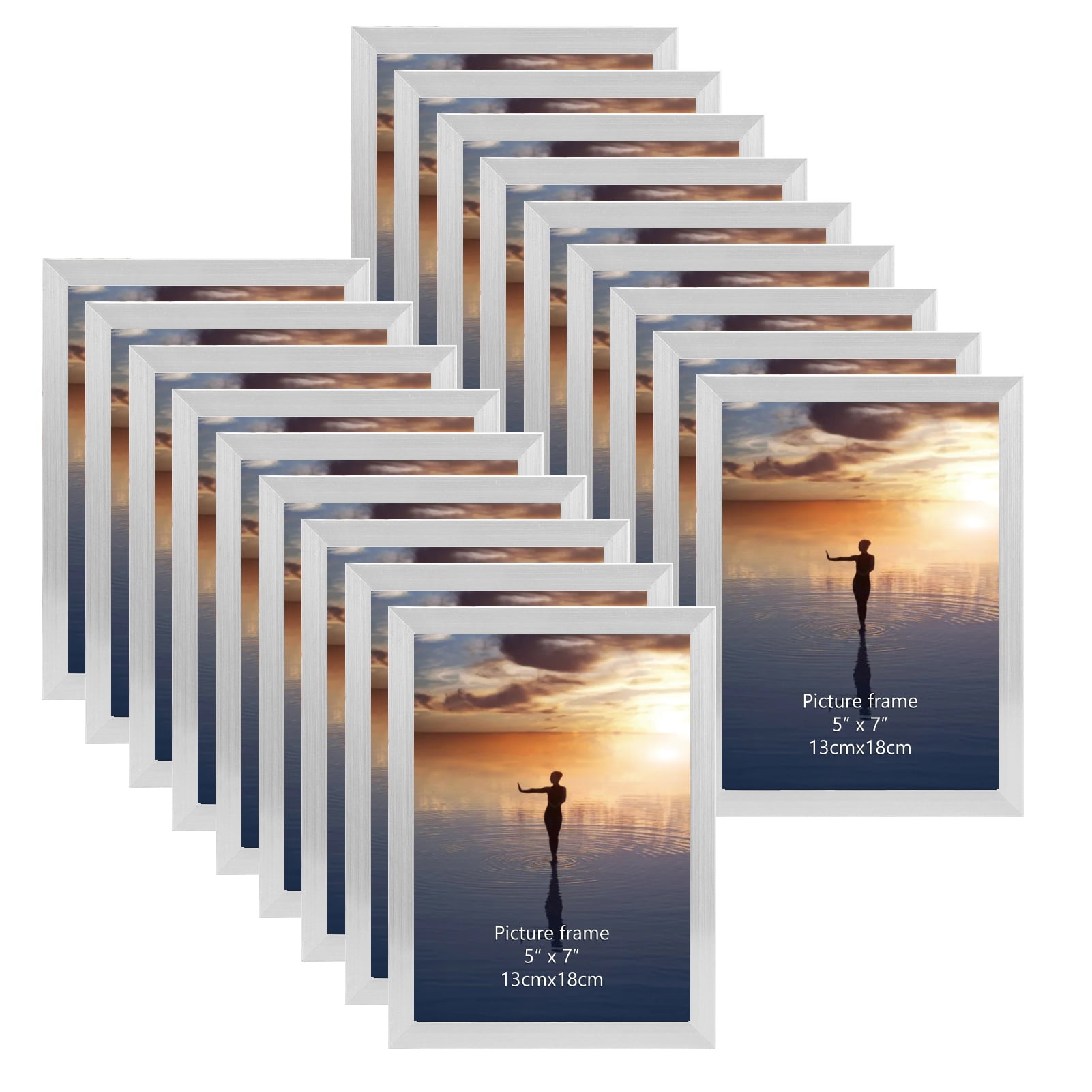 Walmart 5x7 Silver Picture Frames, 18 Pack for Wall and Tabletop ...