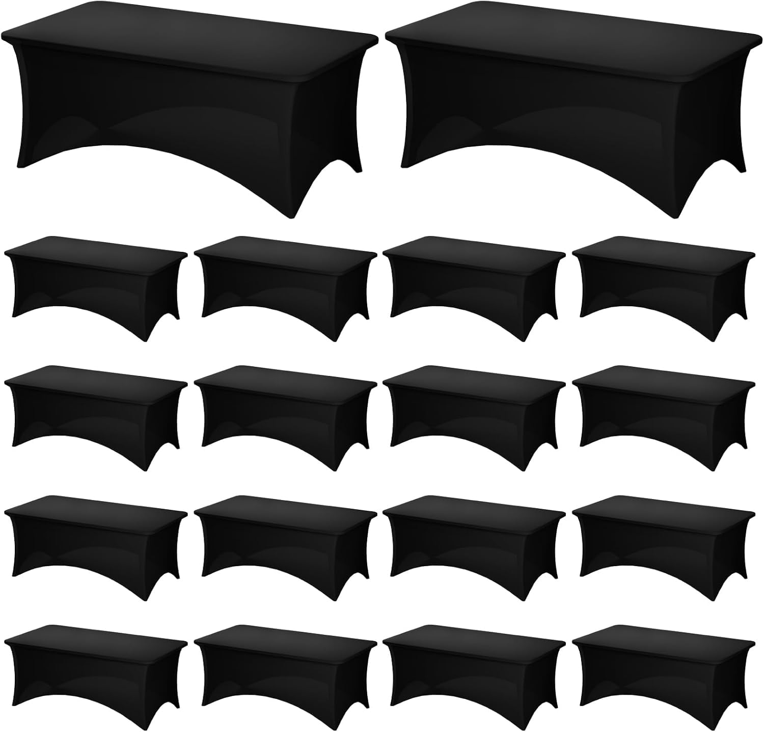 18 Pack 6Ft Black Spandex Fitted Table Covers, Wrinkle-Free Stretch ...