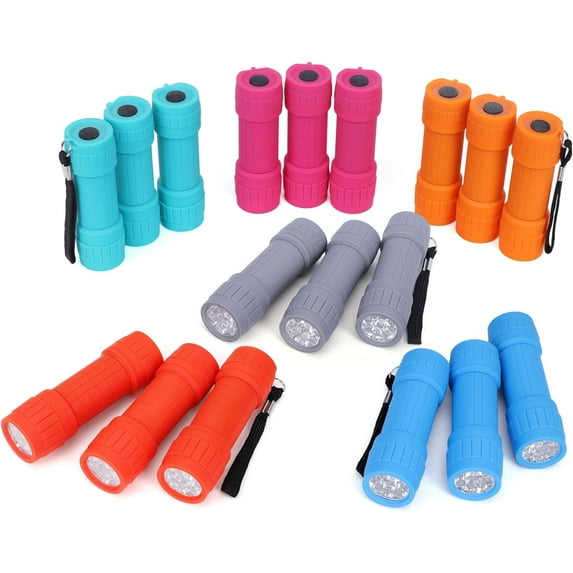 18-Pack, 9-LED Mini Flashlight Set, AAA Batteries are Included and Pre ...