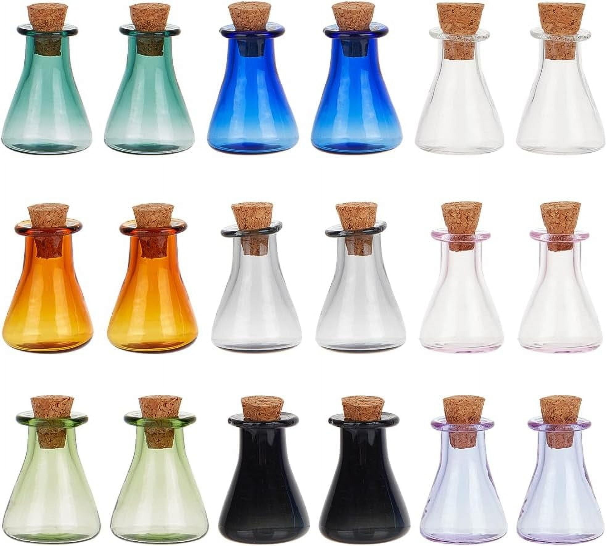 18 Pack 9 Styles Mini Potion Bottle 0.86x0.64inch Taper Cork Stoppers ...