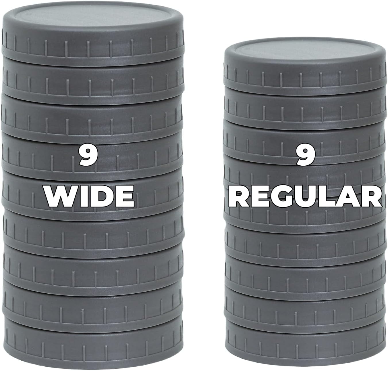 18 Pack 9 Wide Mouth & 9 Regular Mouth Mason Jar Lids with Silicone ...