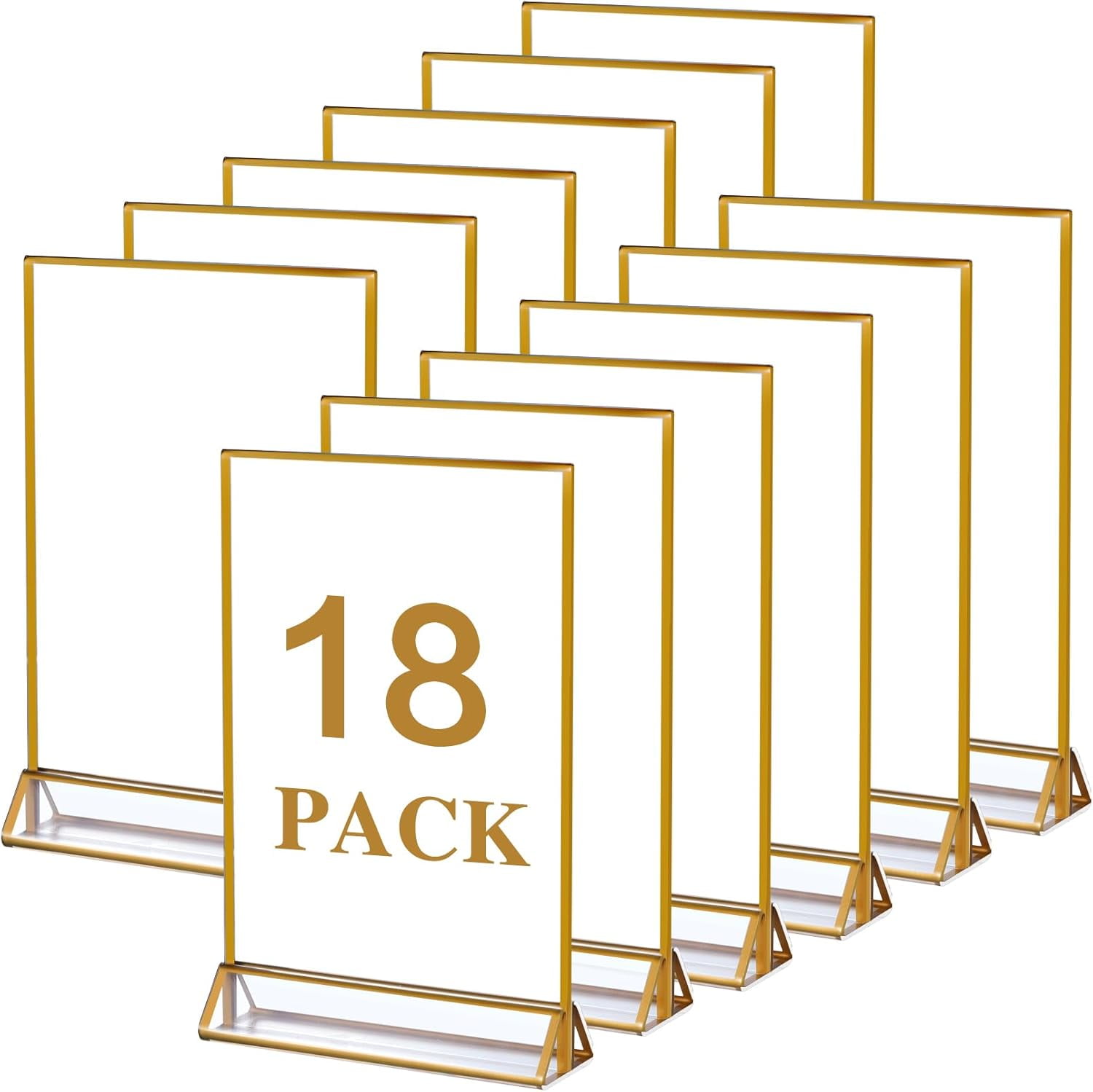 18 Pack Acrylic Sign Holder,4 X 6 Gold Table Number Holders Vertical ...