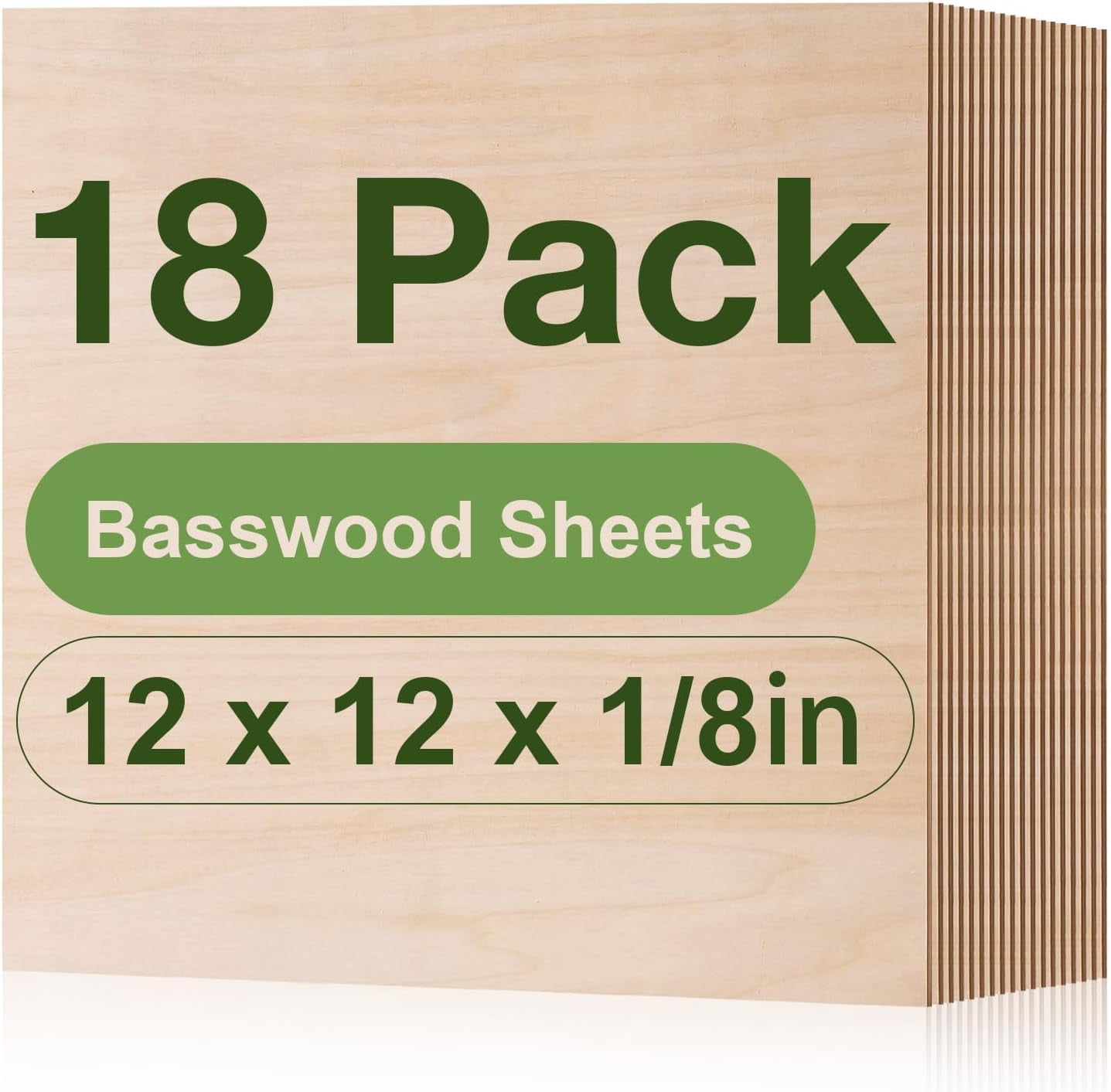 18 Pack Basswood Sheets, 12 x 12 x 1/8 Inch-A/A Grade, 3mm Thin Plywood ...