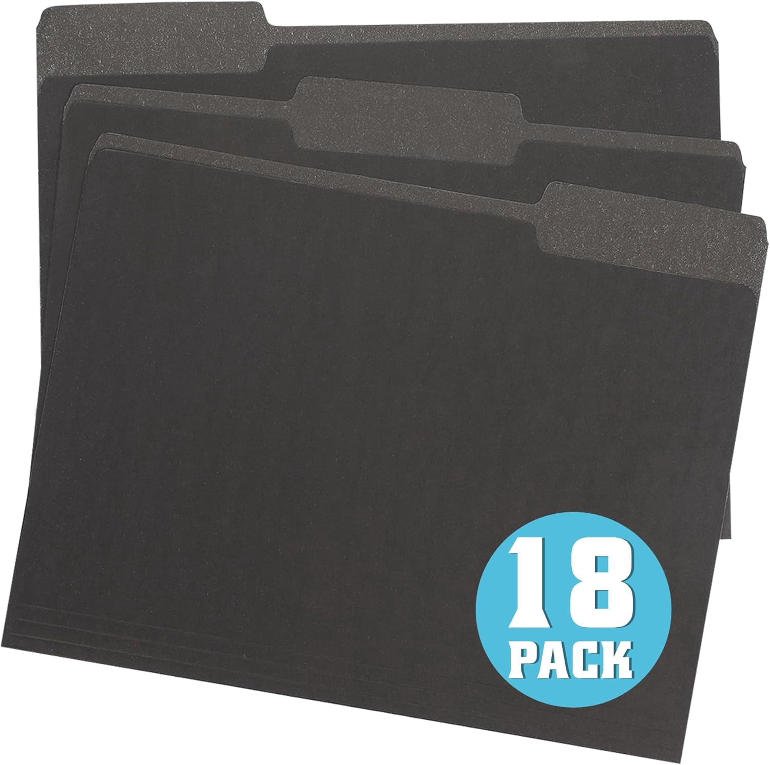 18-Pack Black File Folders,Letter Size Colored File Folders,1/3 Cut Tab ...