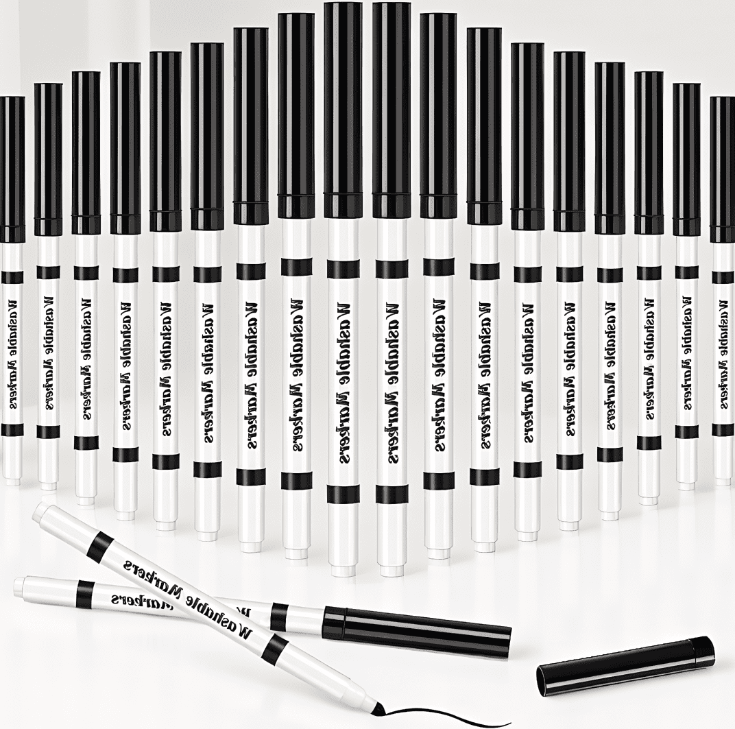 18 Pack Black Fine Tip Washable Markers for , Cone Tip Coloring Pens ...