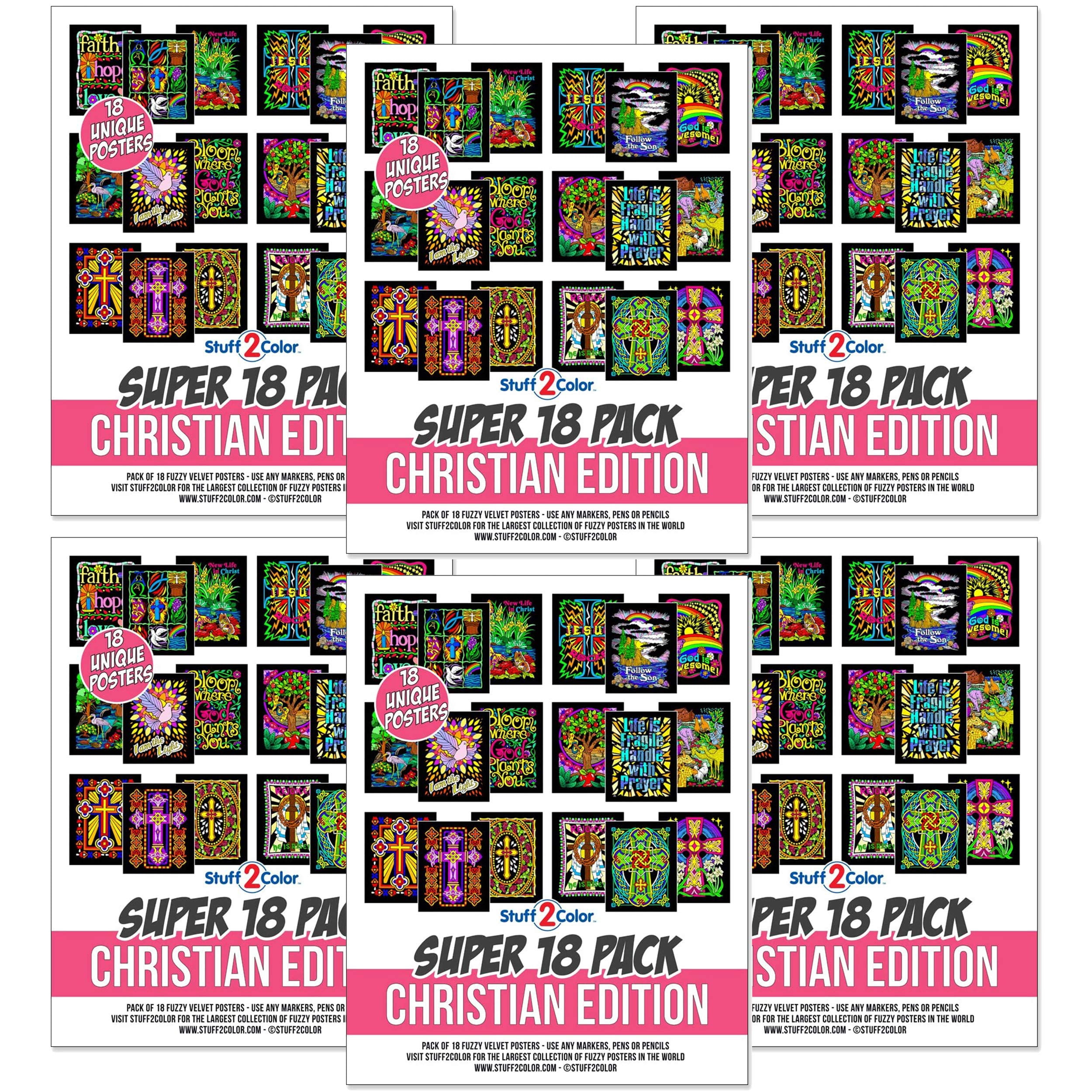 18 Pack Christian Fuzzy Velvet Coloring Posters for Kids, Sunday School ...