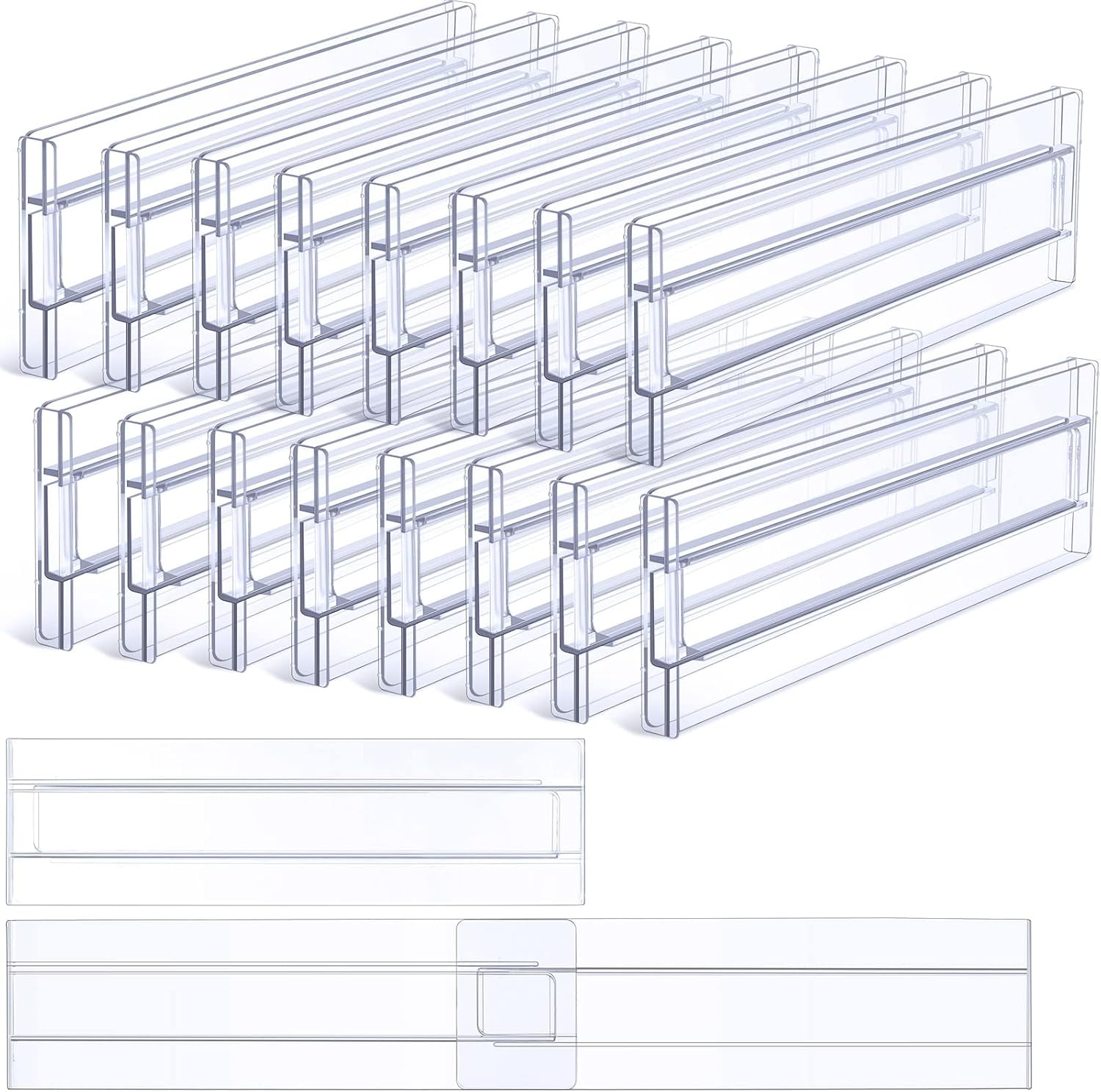 18 Pack Clear Drawer Dividers Organizer 3.2" High Adjustable Expandable ...