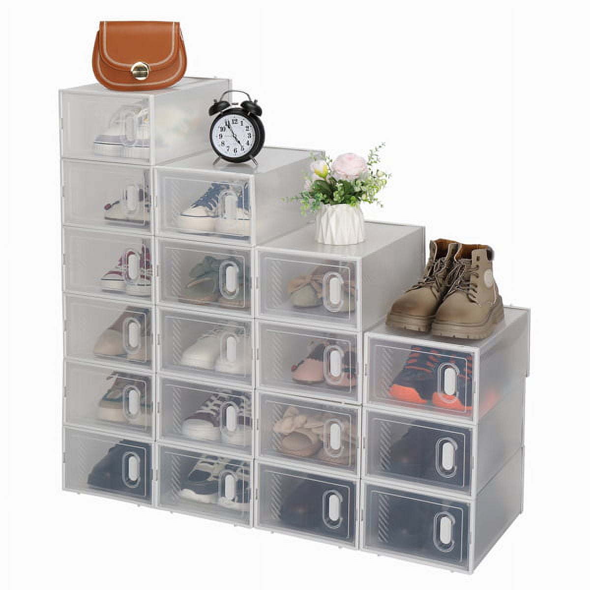18 Pack Clear Plastic Stackable Shoe Storage Boxes – Durable PS ...