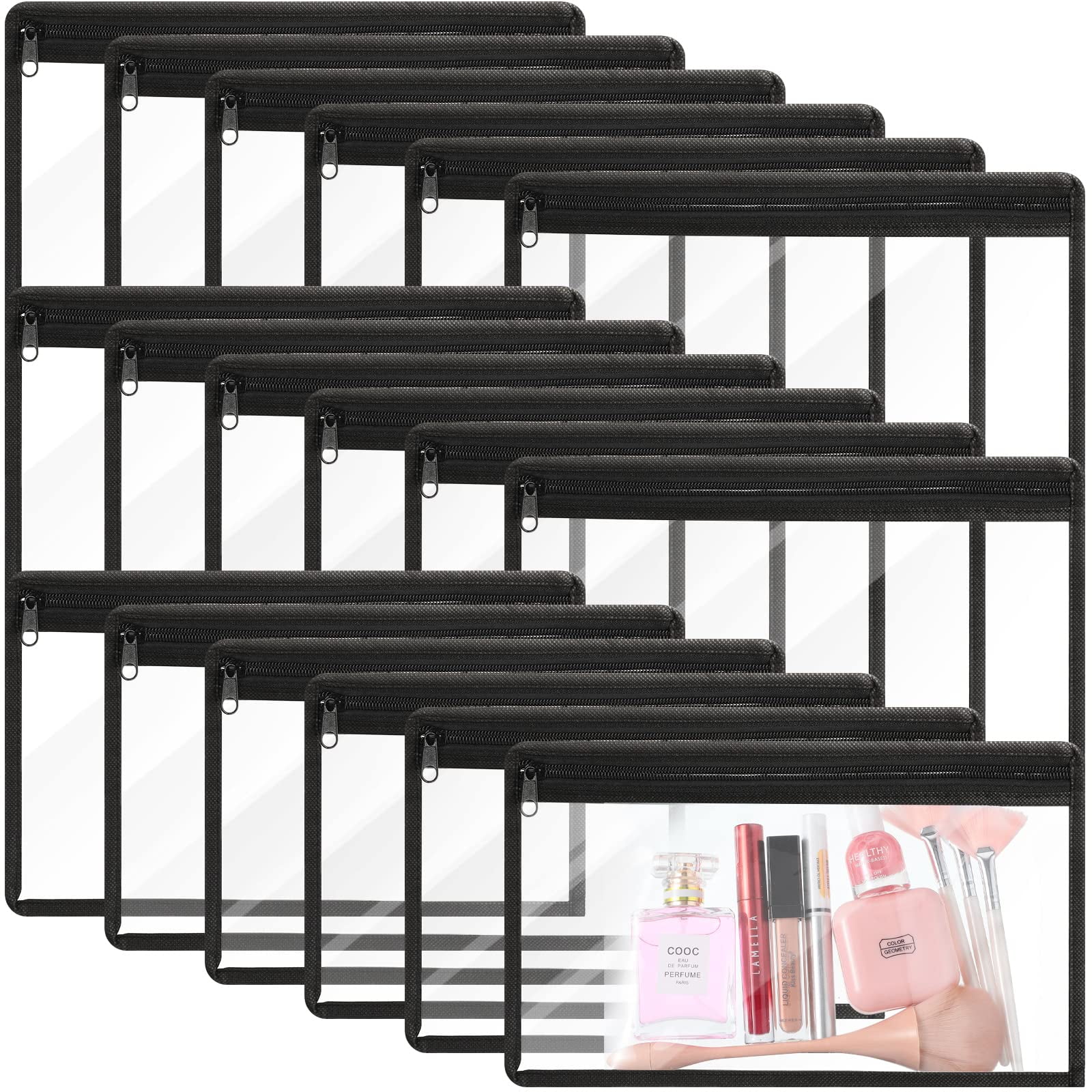 18 Pack Clear Zipper Pouches PVC Waterproof Zipper Bags Transparent ...