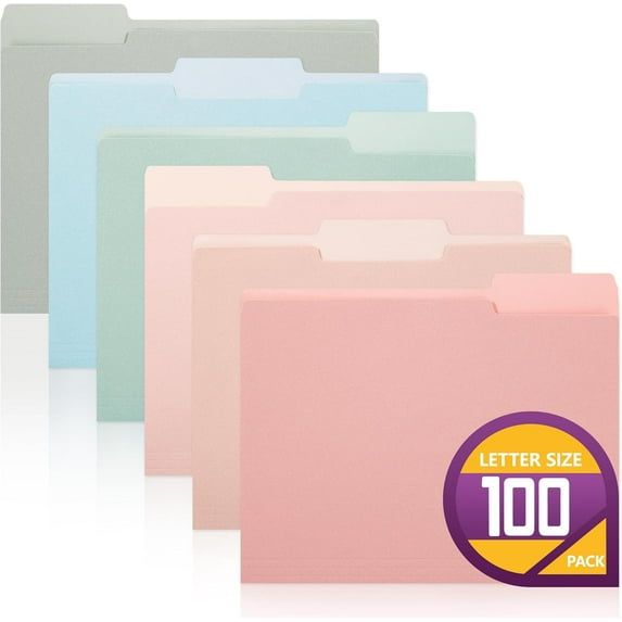 18 Pack Colored Two Tone File Folders 8.5 x 11 Inch,1/3 Cut Tab File ...