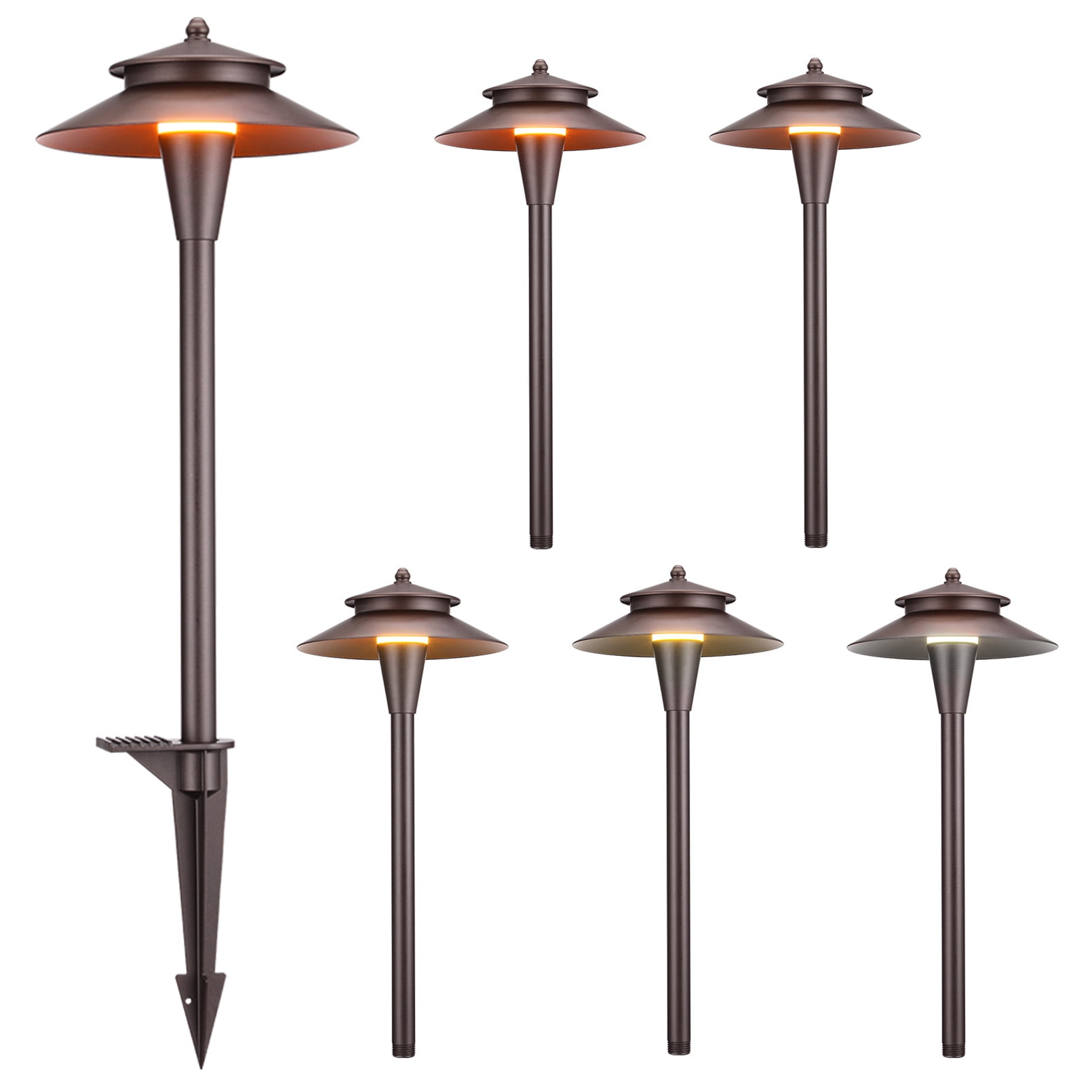 6 Pack 5CCT LED Landscape Pathway Lights, Double Layer Landscape ...