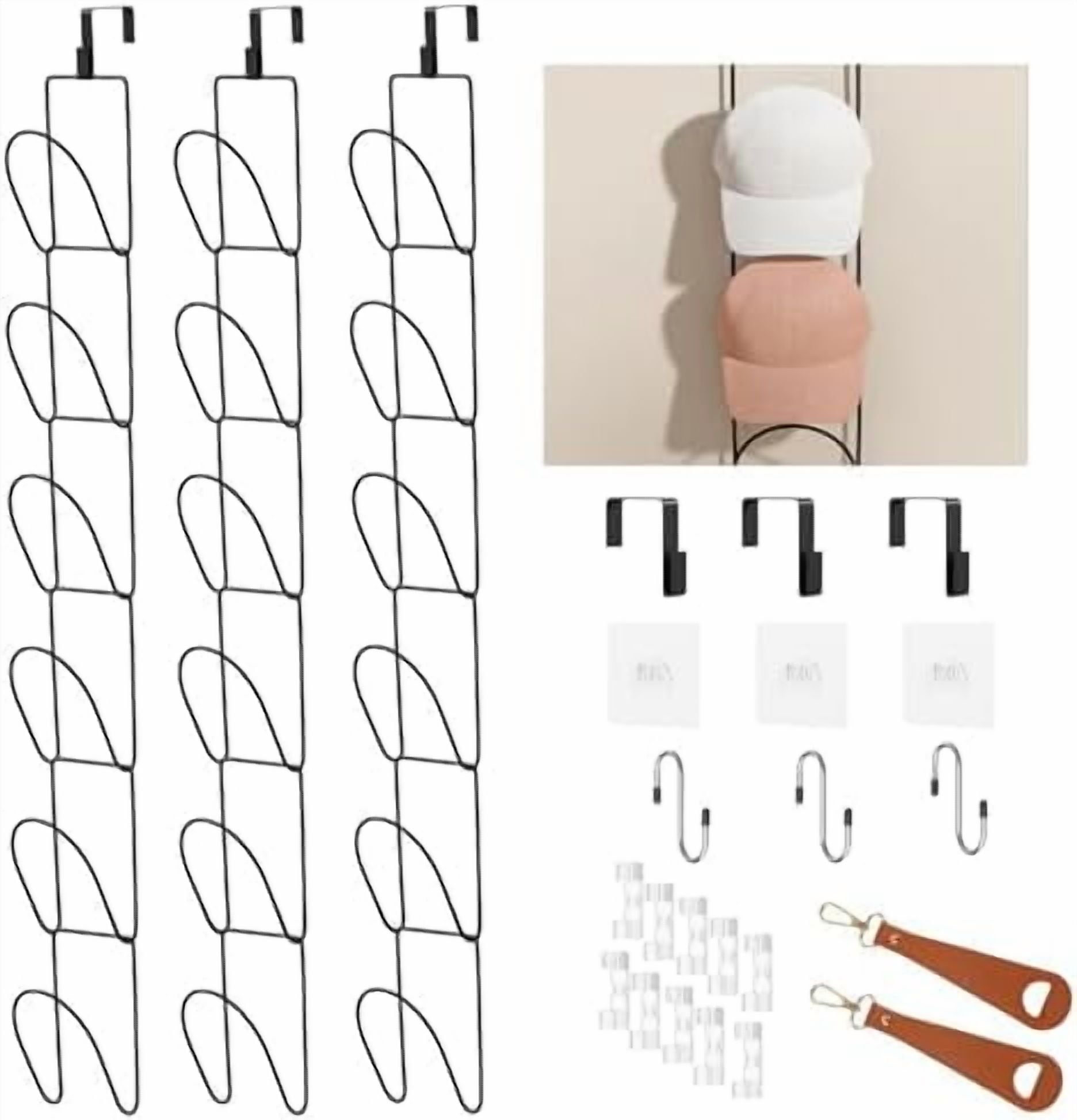 18 Pack Over The Door Hat Organizer for baseball caps | Multi ...