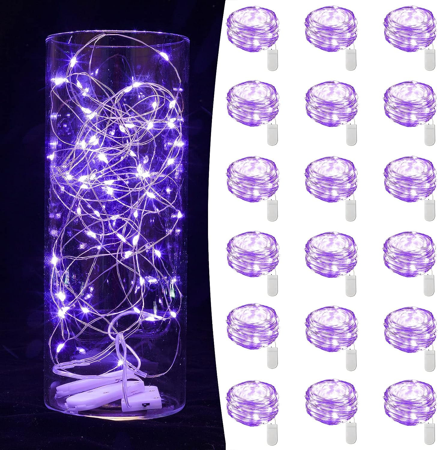 18 Pack Fairy Lights Battery Operated - 6.6 ft 20 LED Mini String ...